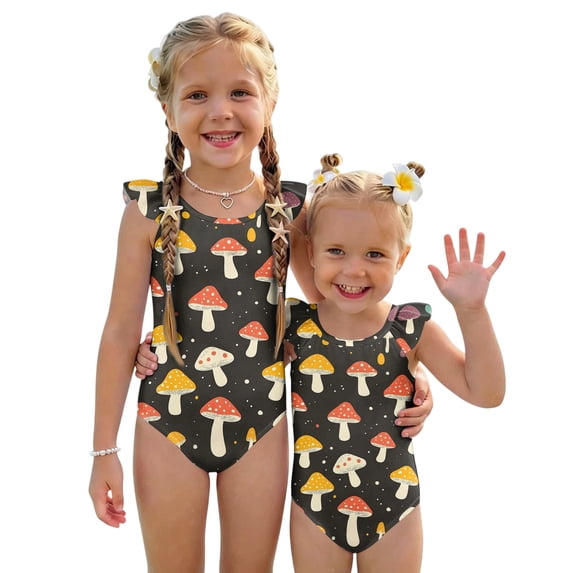 Abcomgle Girls Swimsuit Size 6 Ruffled Stretchy One Piece Swimsuit for ...