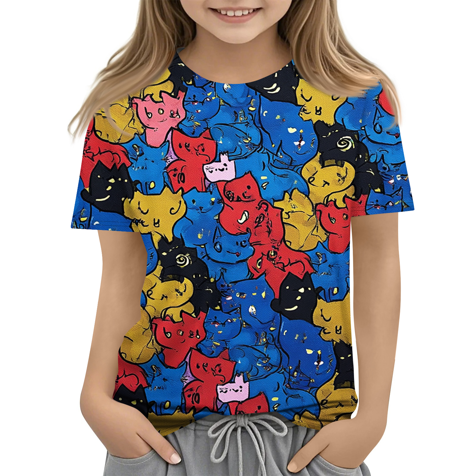 Abcomgle Girls Tee Shirts 7-16 Summer Short Sleeve Toddler Girls T ...