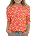 Abcomgle Girls Top 7-16 Crewneck Yellow Daisy Flower Print Toddler ...