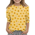 Abcomgle Girls Tshirts 6-7 Years Old Crewneck Yellow Daisy Flower Print ...