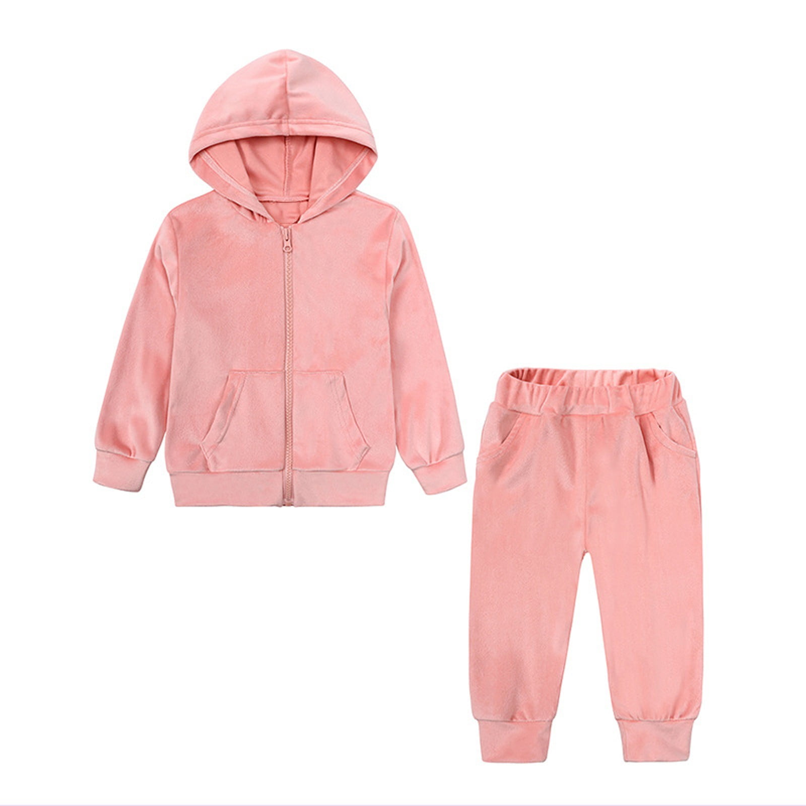 Abcomgle Girls Two Piece Sets for Tween Girls Velour Full Zip Long ...