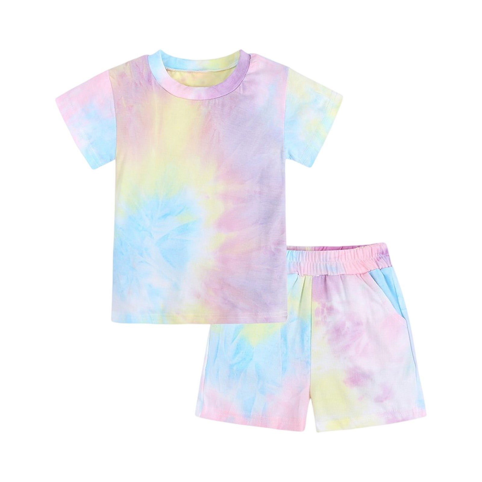 Abcomgle Girls Two Piece Sets for Tween Girls Tie Dye Short Sleeve ...