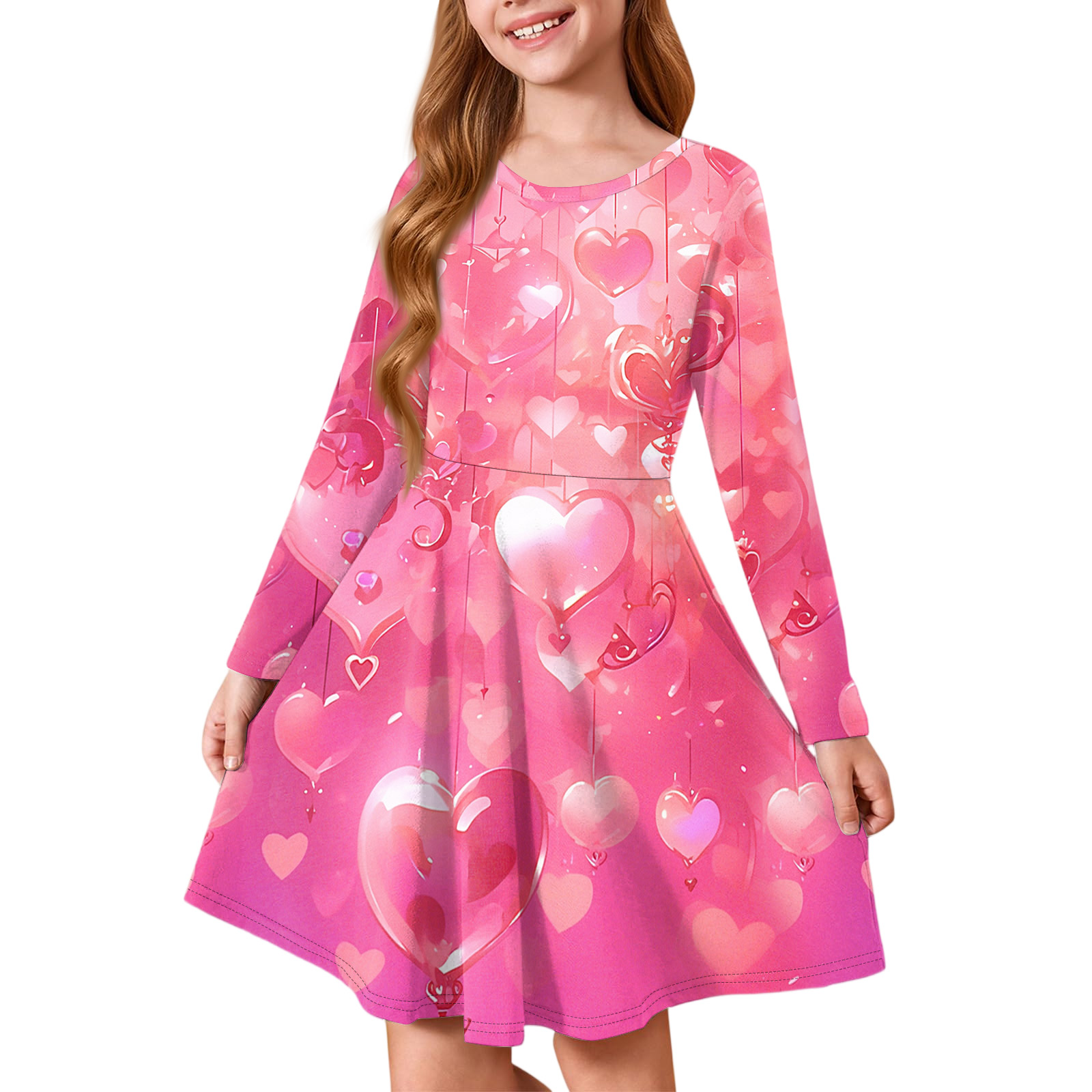 Abcomgle Girls Valentines Dresses Size 10-12 Cute Love Heart T Shirt ...