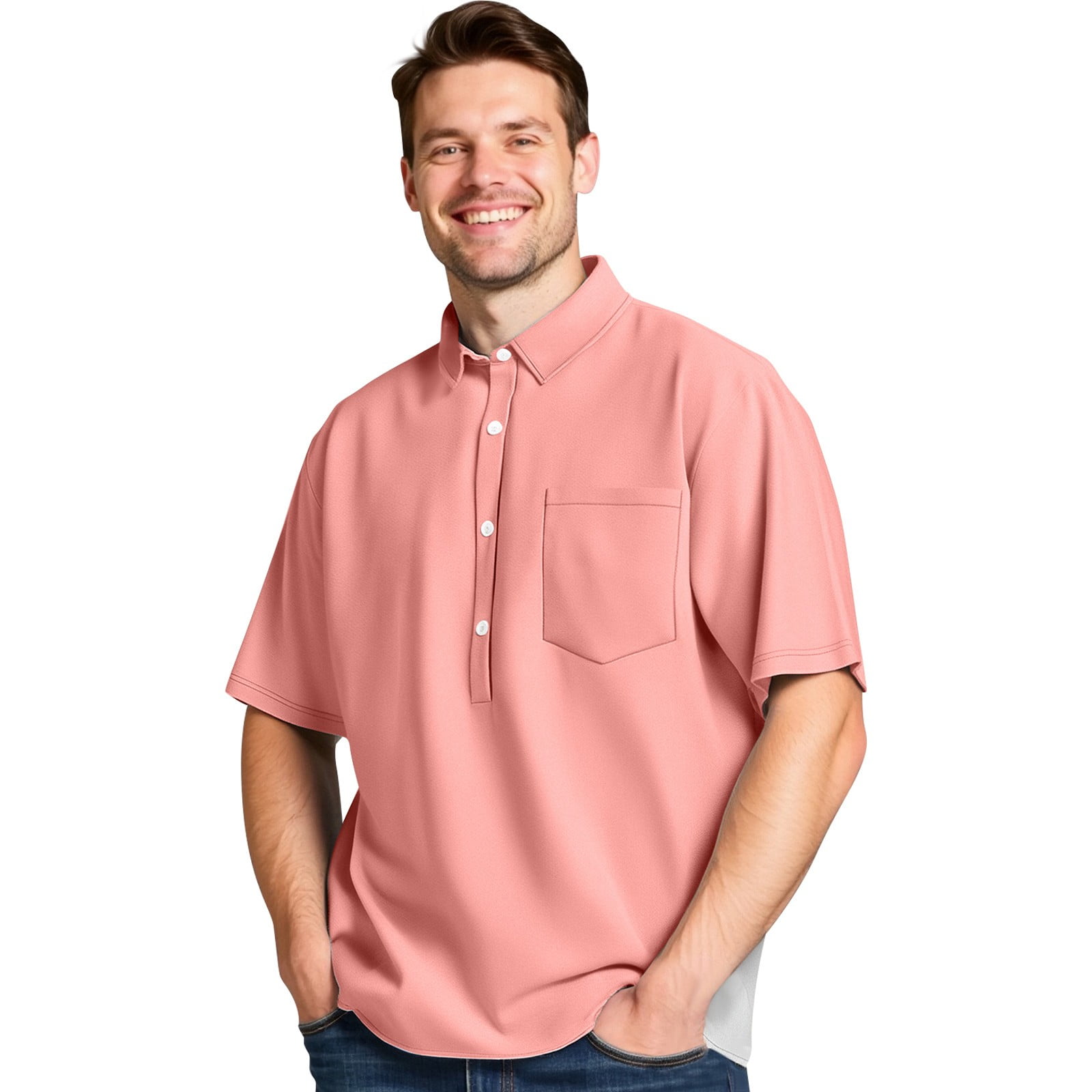 Abcomgle Golf Polos for Men Short Sleeve 4 Button Down Polo Shirt ...