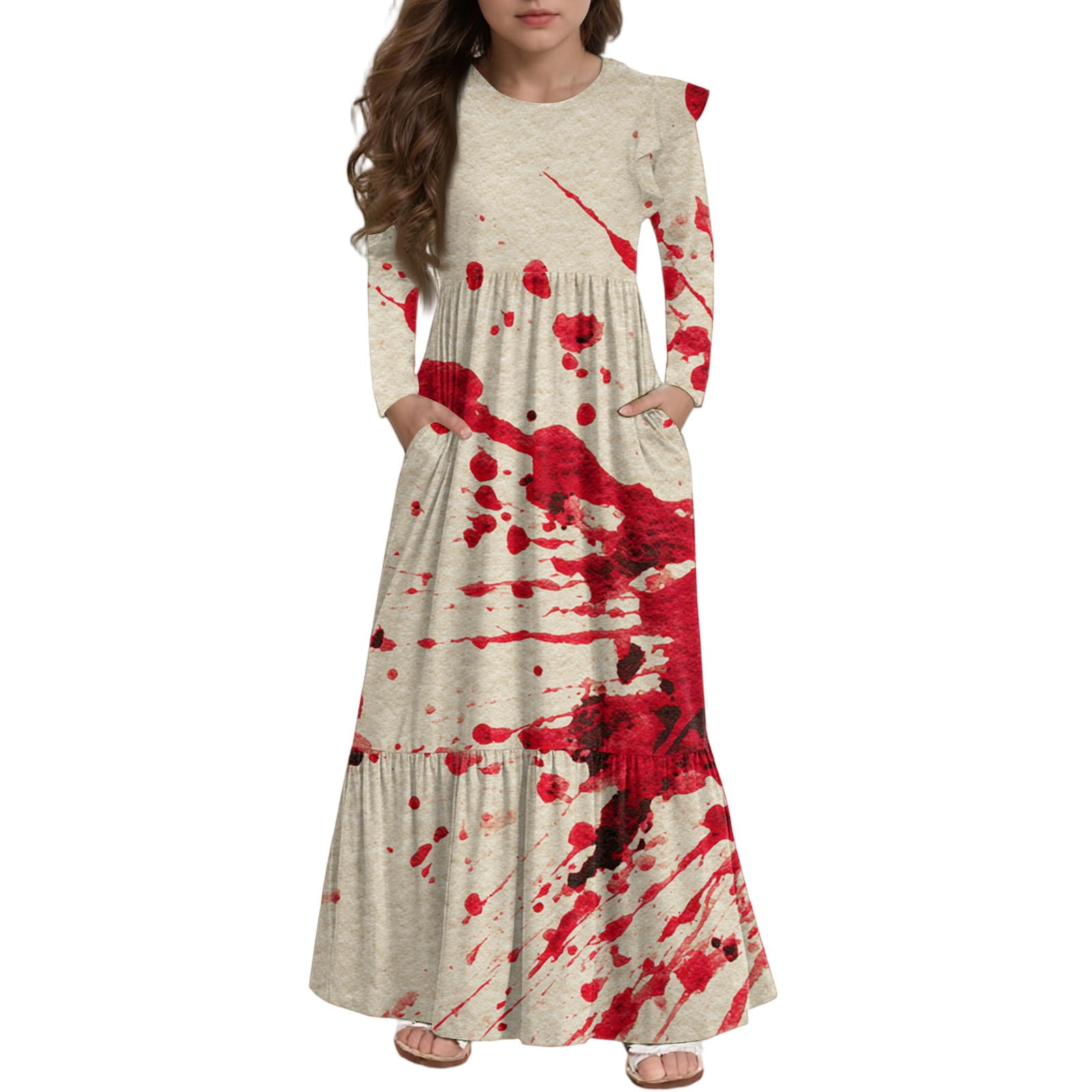 Abcomgle Halloween Dresses for Girls 5t-6t Bl*oody Splatter Graphic T ...