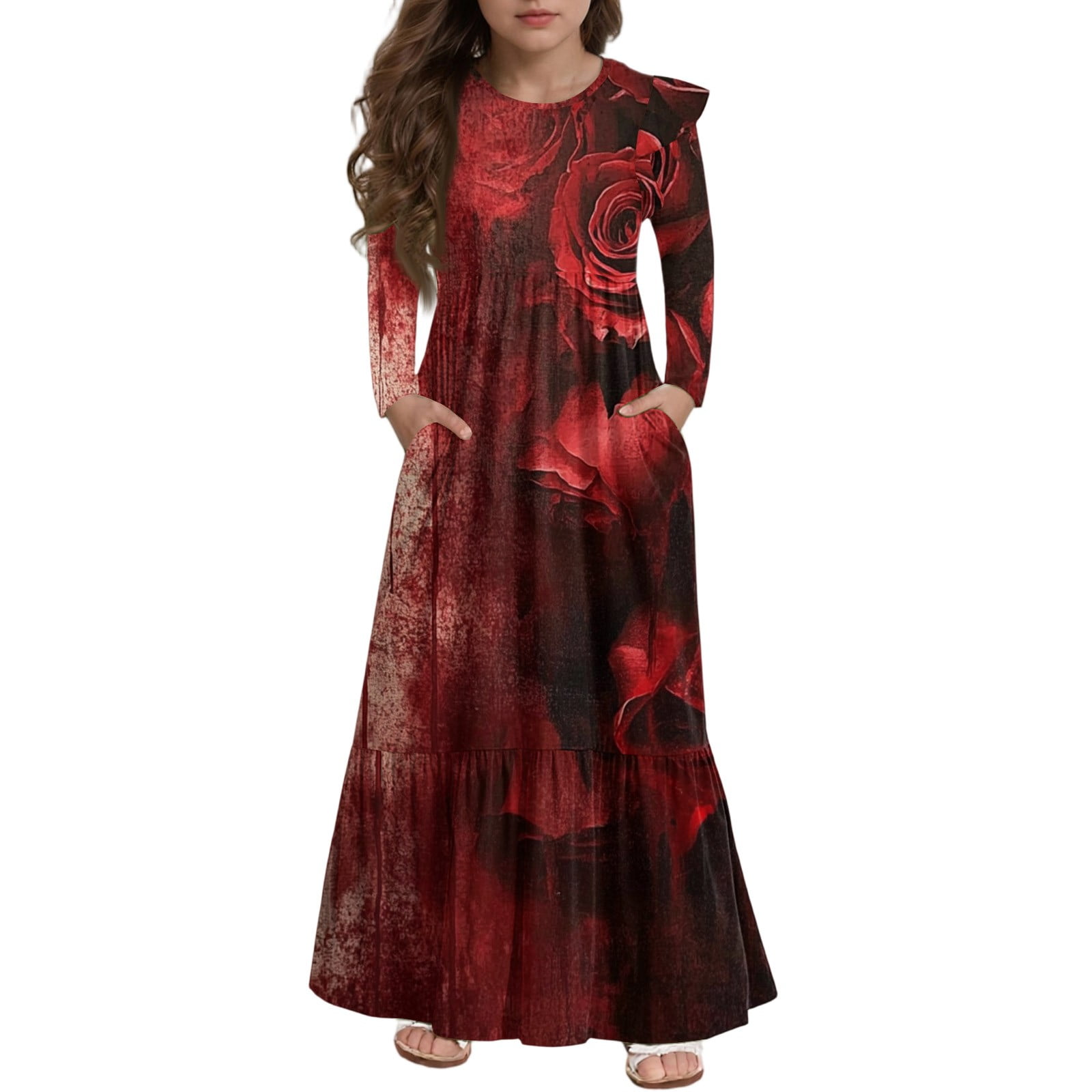 Abcomgle Halloween Dresses for Girls 7-8 Funny Bl*oody Splatter Roses ...