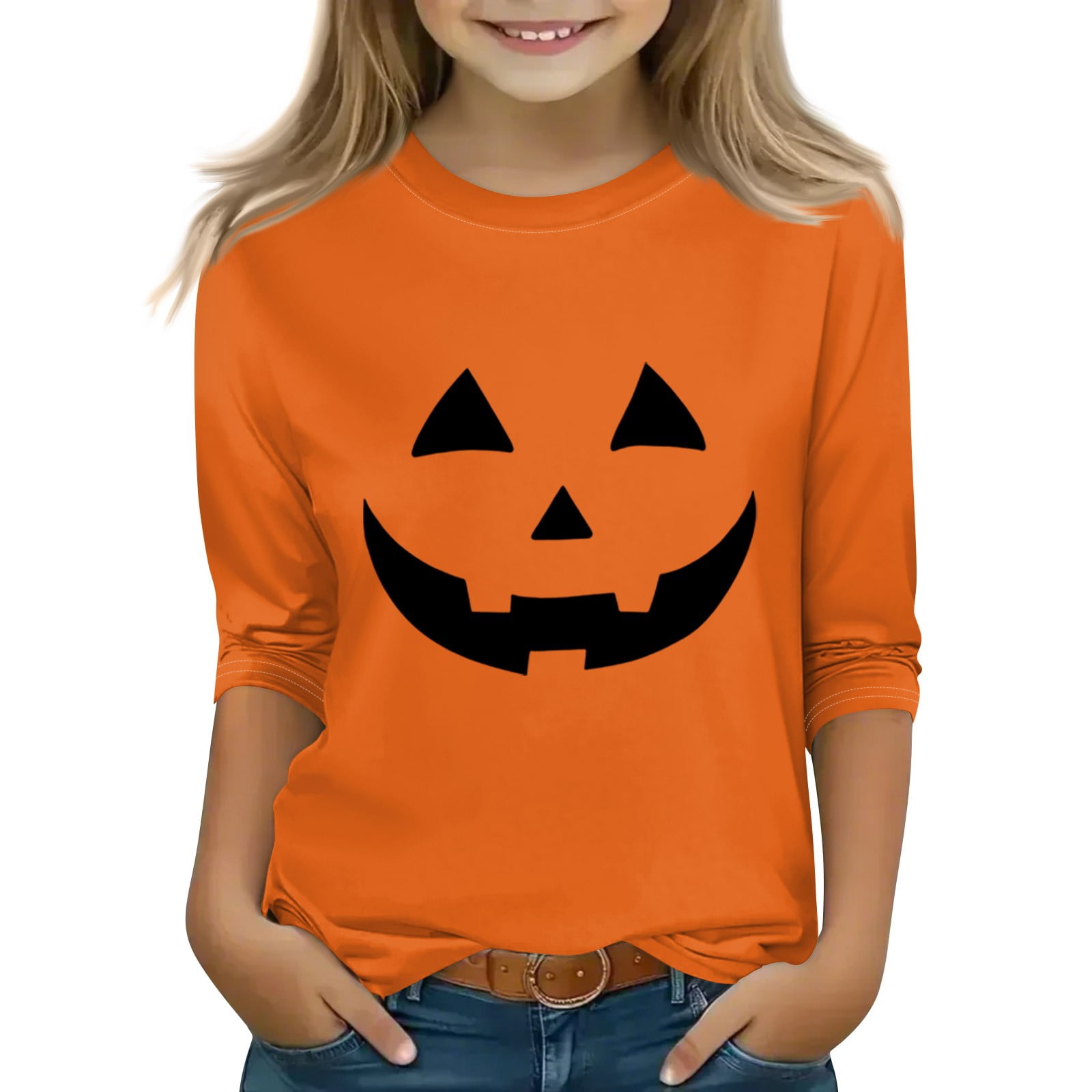 Abcomgle Halloween Shirts for Girls 5t Spooky Pumpkin Face Graphic ...