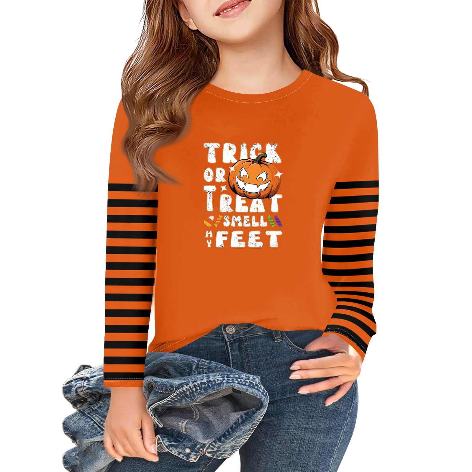 Abcomgle Halloween Shirts for Kids Girls Spooky Trick or Treat T Shirts ...