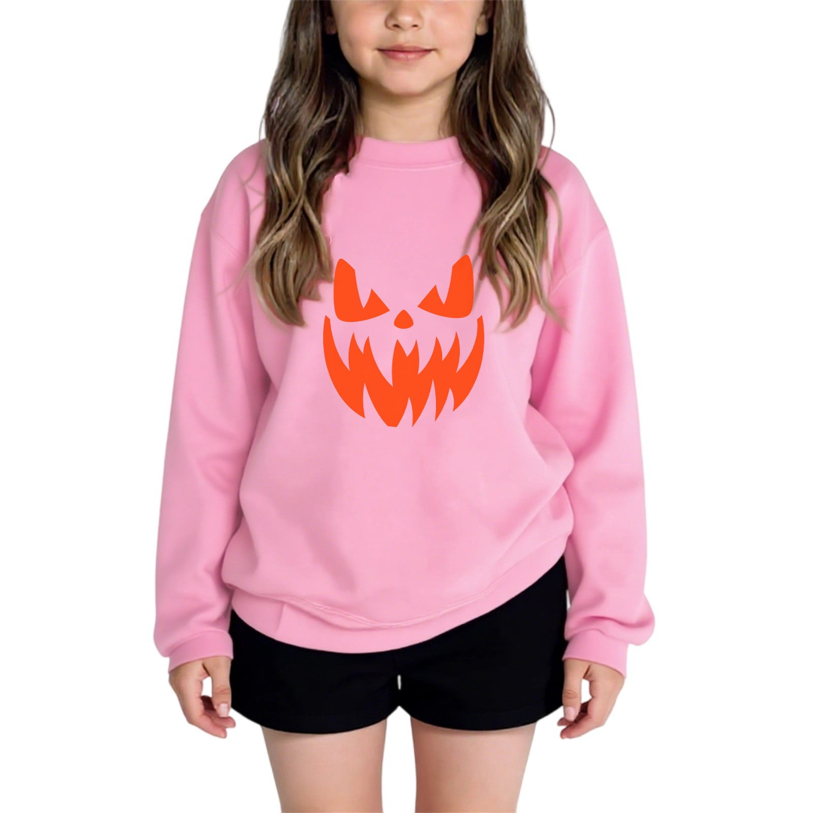 Abcomgle Halloween Sweatshirt Girls 10-12 Scary Pumpkin Face Graphic ...
