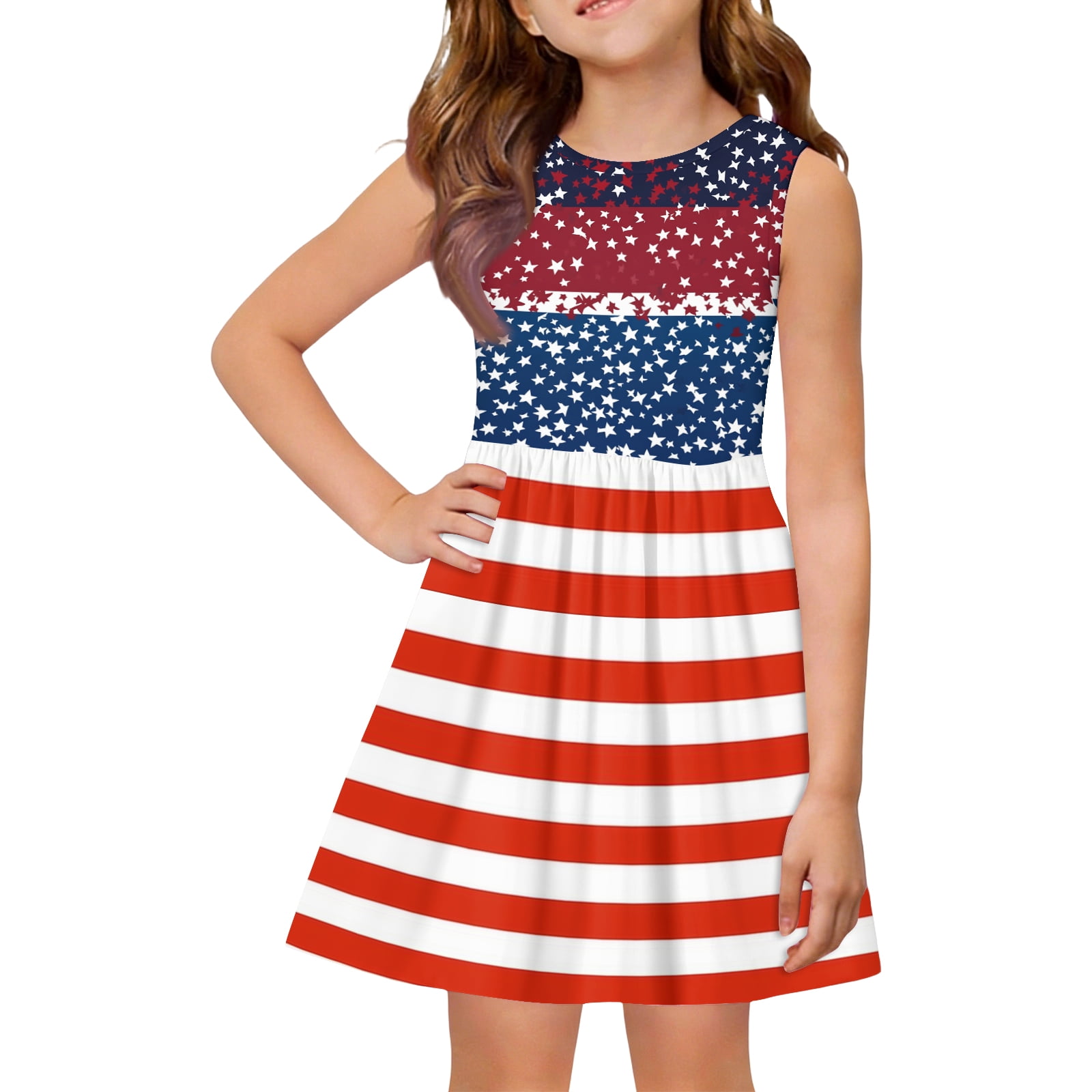 Abcomgle Independence Day Dress for Girls Stars Stripe 4th Of July ...
