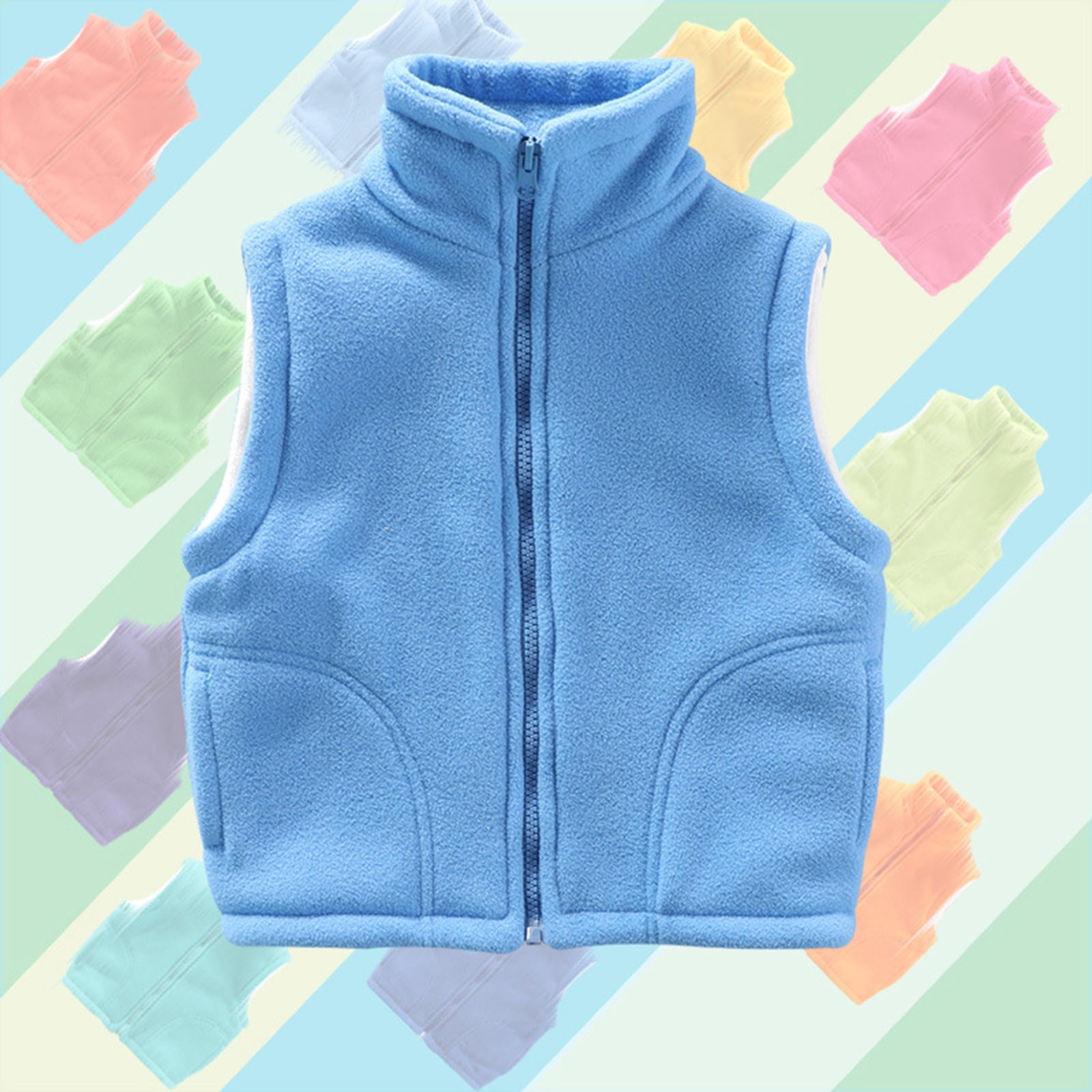 Abcomgle Kids Fleece Vest Full Zip Sleeveless Vest Jacket for Girls ...