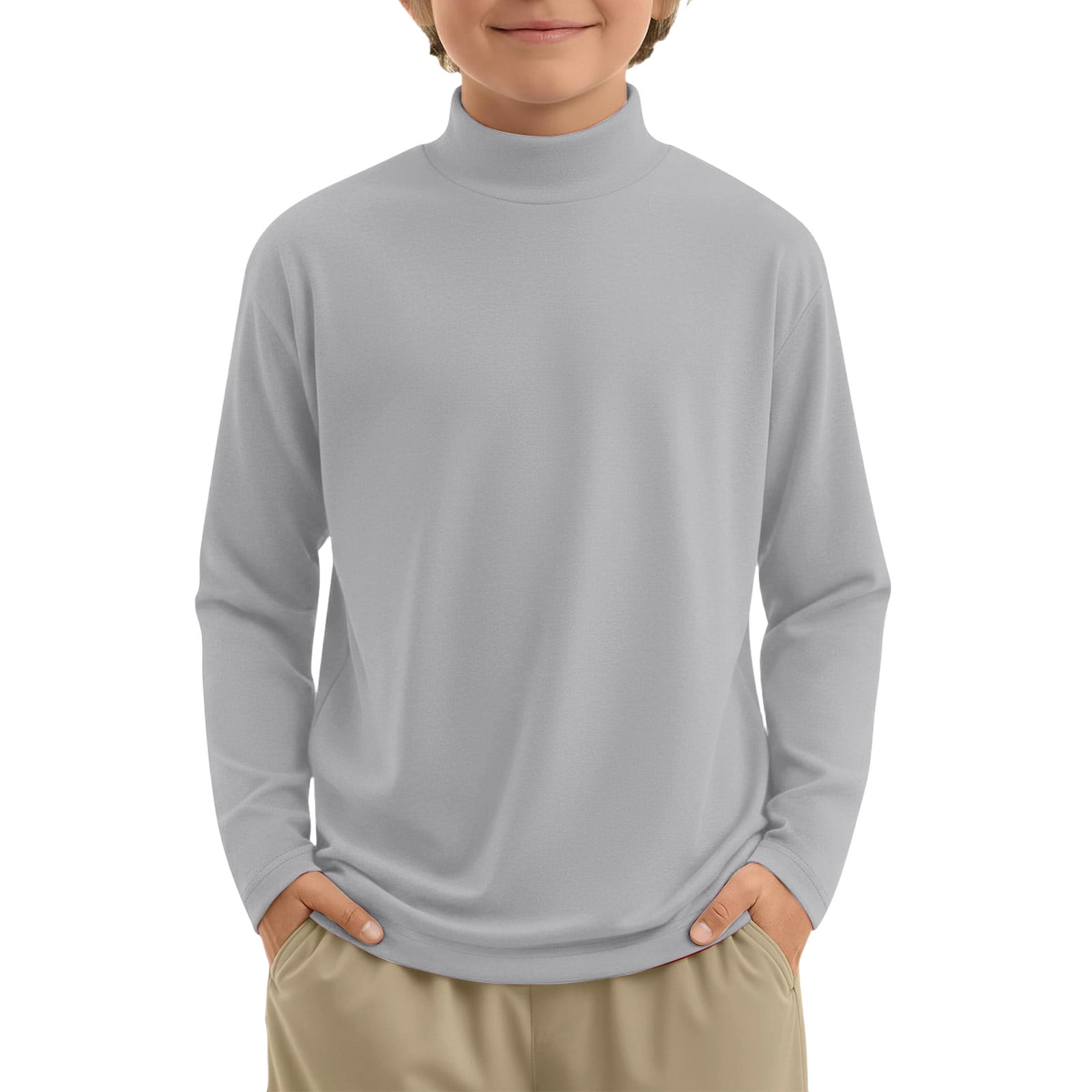 Abcomgle Kids Long Sleeve Shirt Boys Fall Mock Neck Tee for Boys Trendy ...