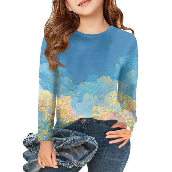 Abcomgle Kids Long Sleeve Shirt Girls 10-12 Crewneck Winter T Shirts ...