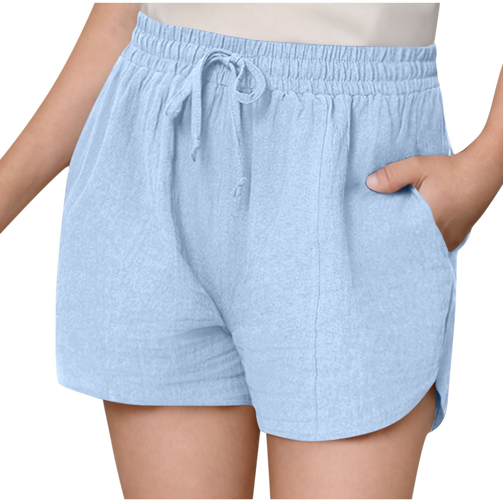 Abcomgle Linen Shorts Girls 2025 Summer Elastic High Waisted Shorts ...