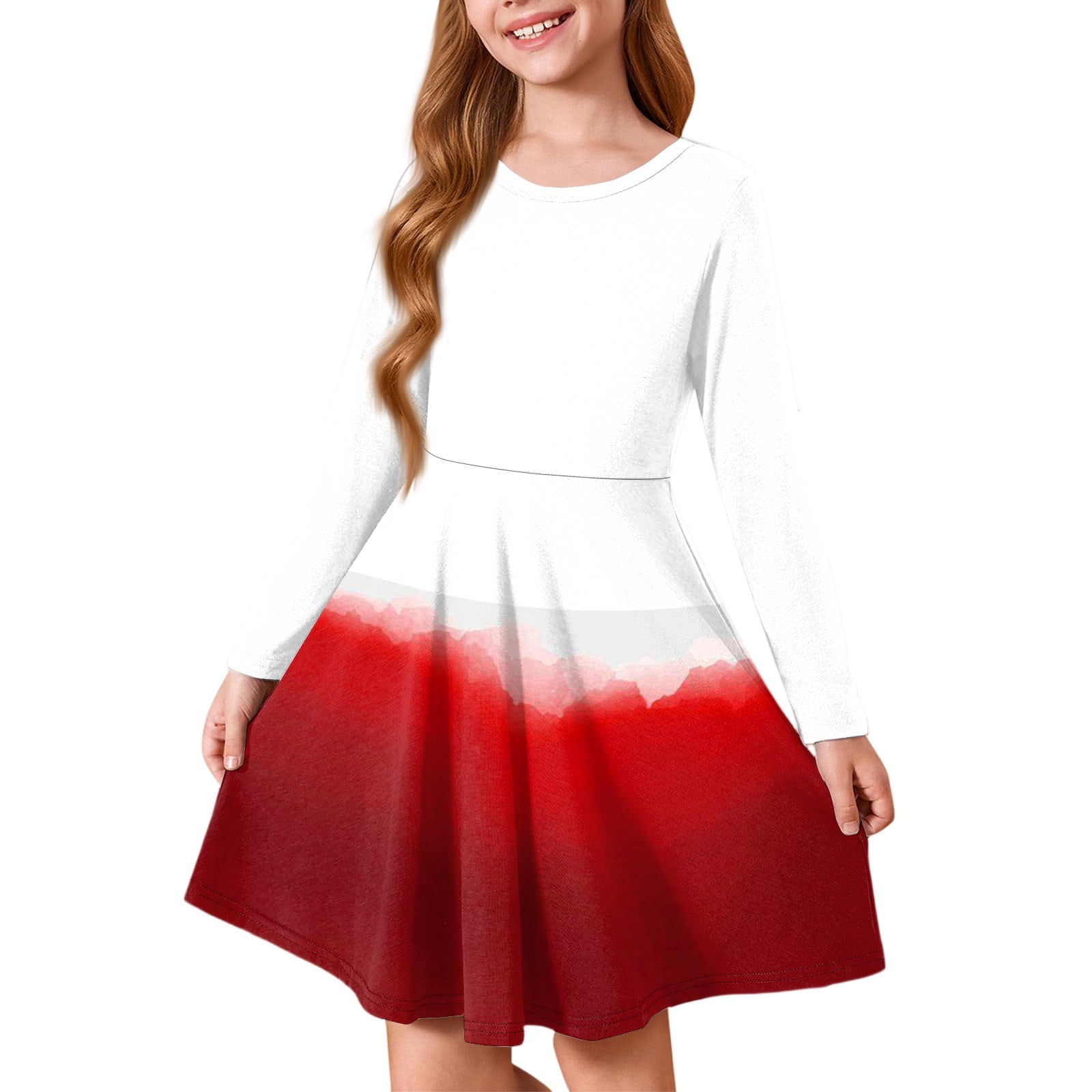 Abcomgle Long Sleeve Dress for Girls 14-16 Casual A-Line Fall Girls T ...
