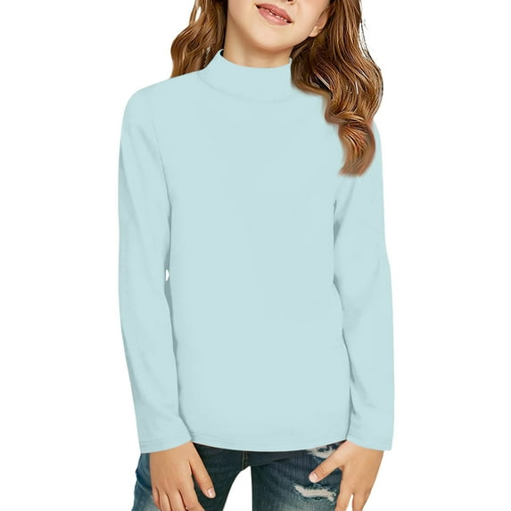 Abcomgle Long Sleeve Shirts for Girls 10-12 Trendy Workout Mock Neck ...