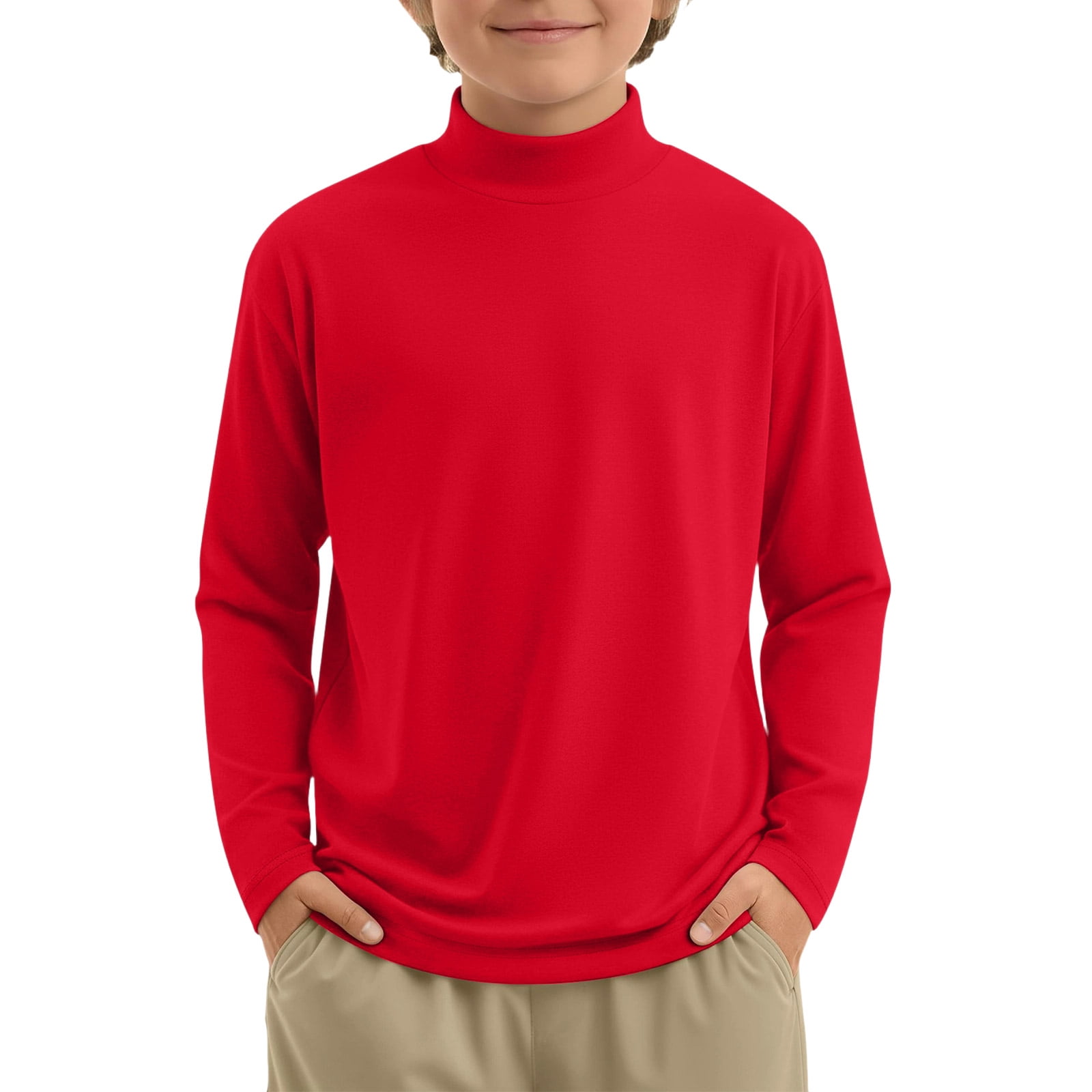 Abcomgle Long Sleeve Shirts for Boys 7-8 Fall Mock Neck T-Shirts for ...