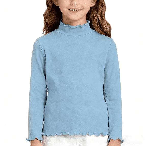 Abcomgle Long Sleeve T Shirts for Girls 10-12 Lettuce Trim Mock Neck ...