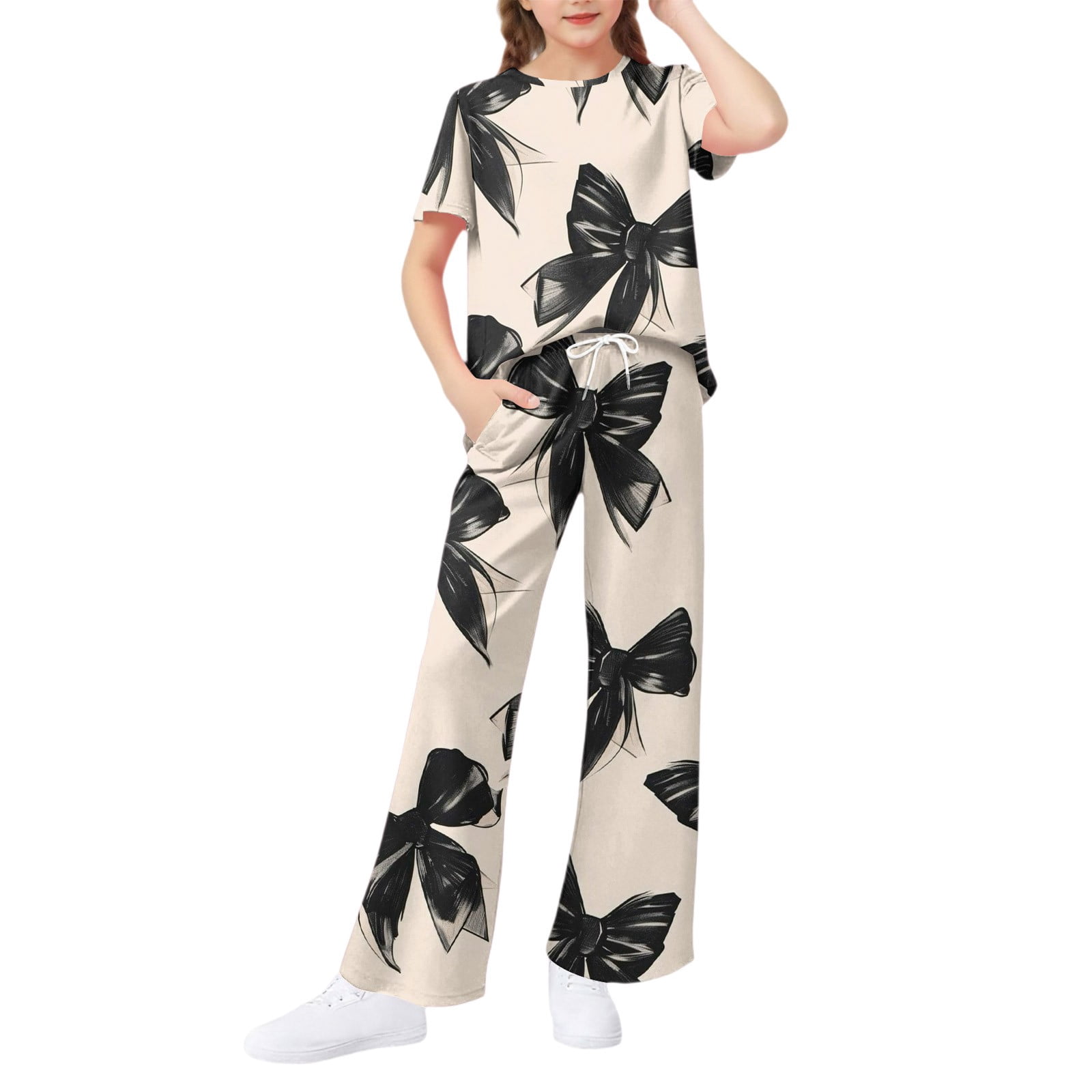 Abcomgle Lounge Sets for Girls 10-12 Girls 2 Piece Outfits Bownot ...