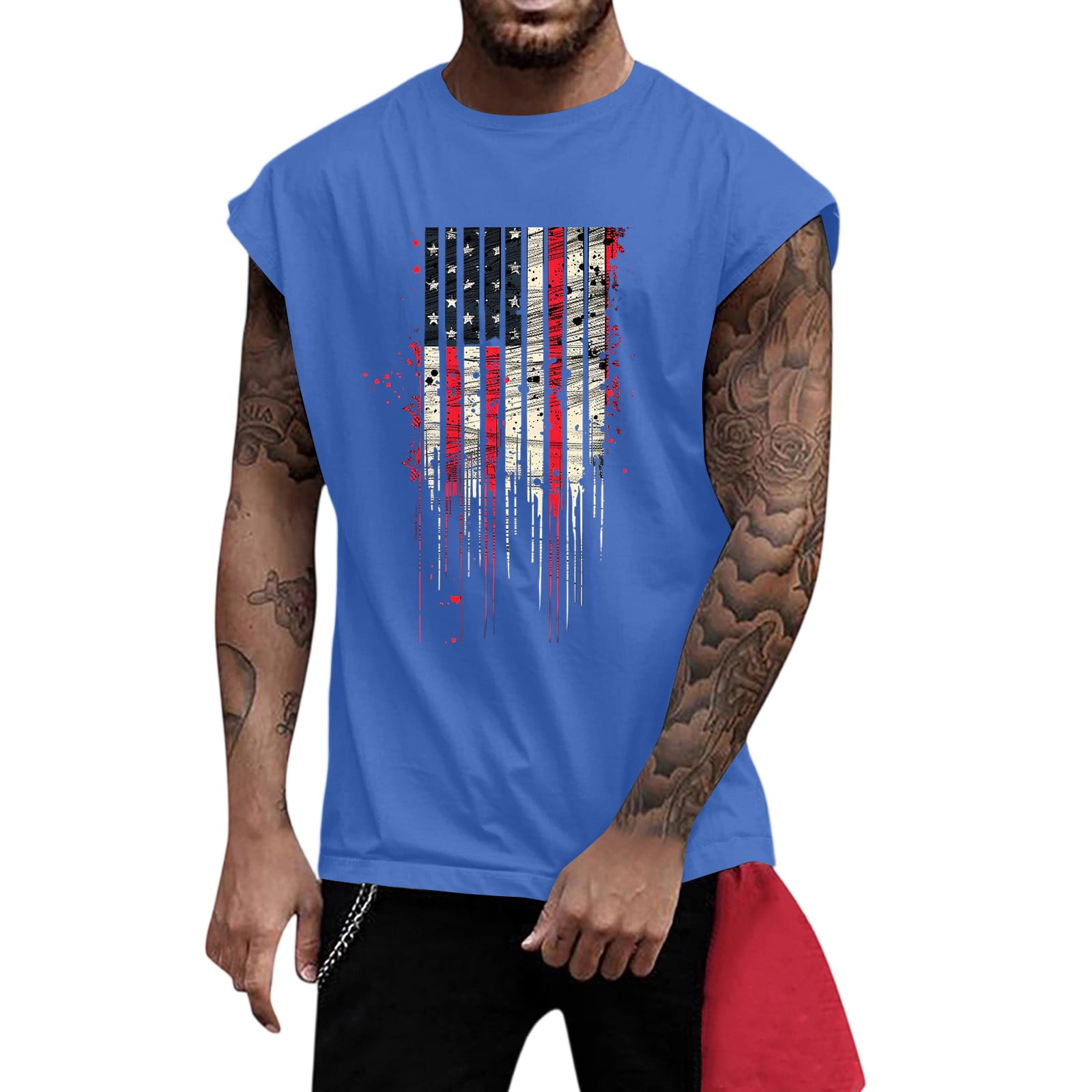 Abcomgle Men's American Flag Tank Tops American Flag Usa Print ...