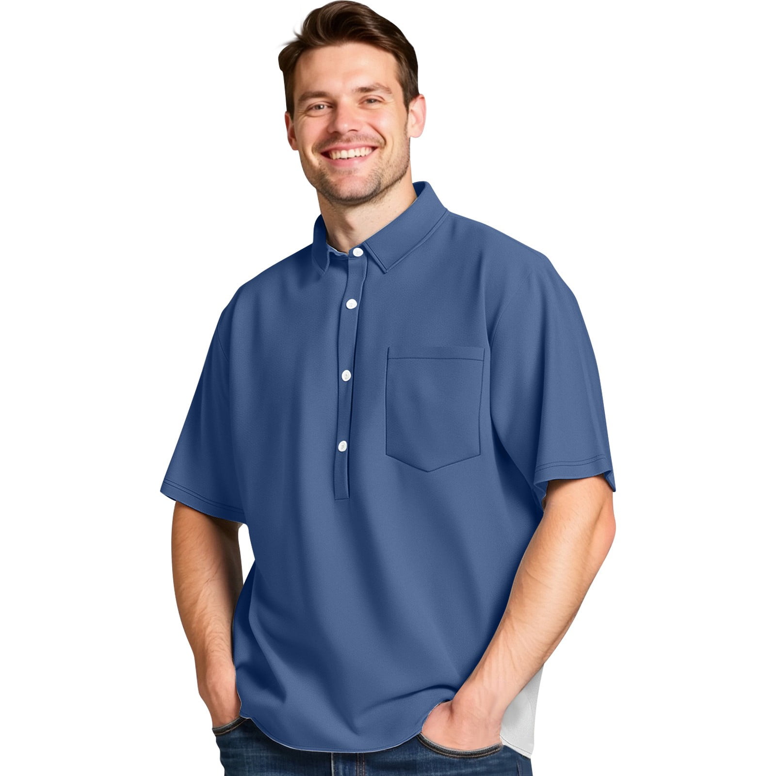 Abcomgle Men's Polo T Shirts Casual Short Sleeve 4 Button Polo Shirt ...