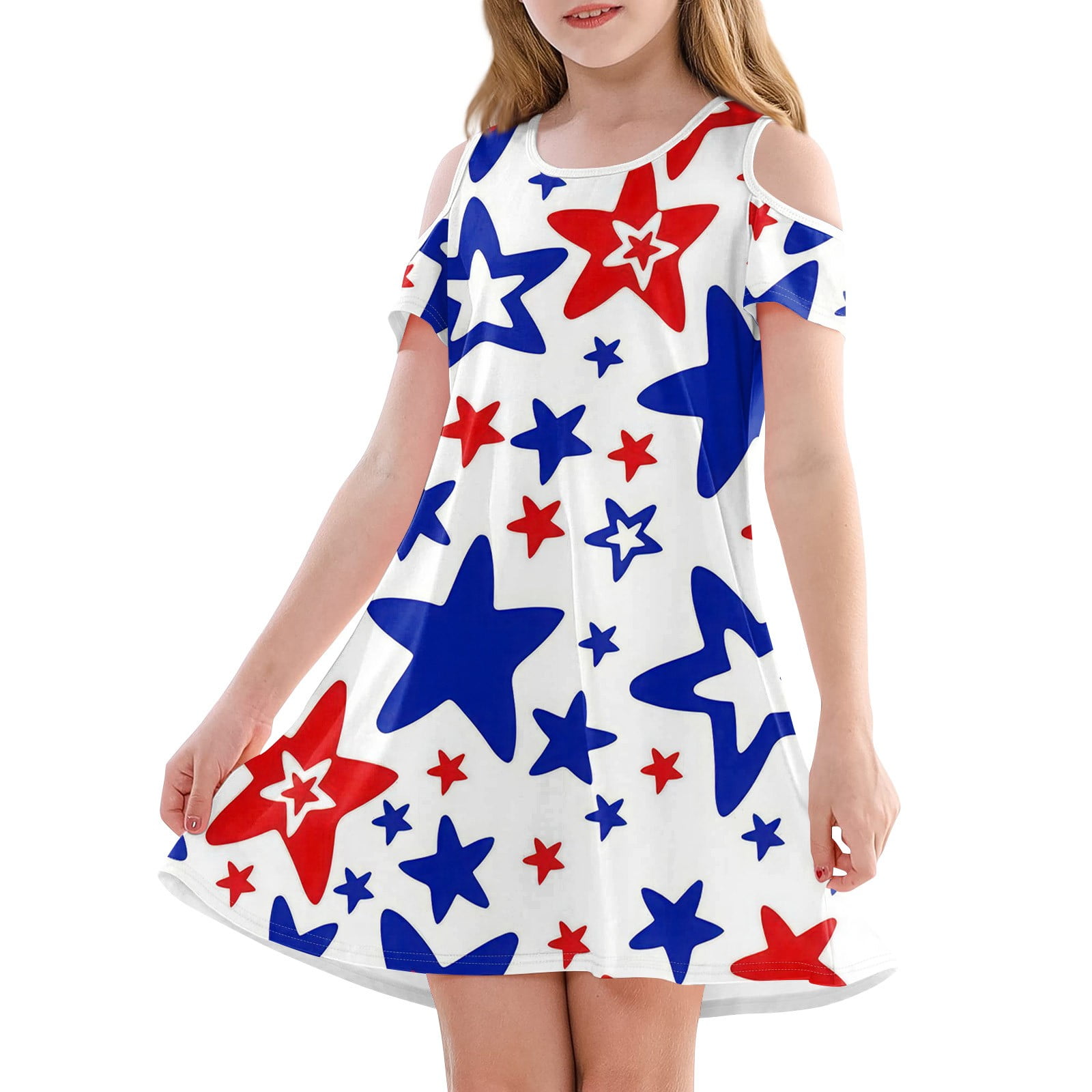 Abcomgle Patriotic Dress for Girls American Flag Stars Graphic 4th Of ...