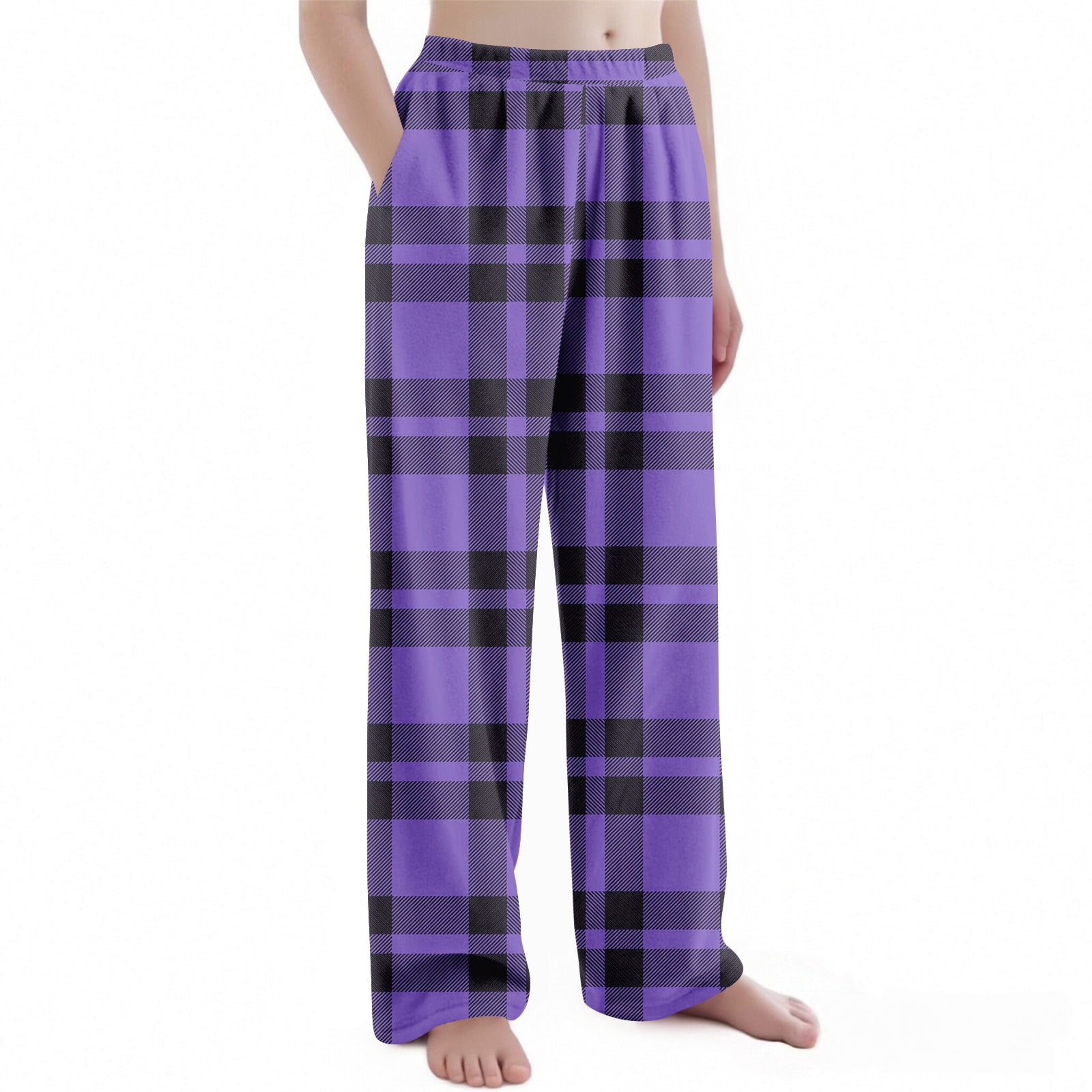 Abcomgle Plaid Pajama Pants Kids Girls Fleece Flannel Christmas Pajama ...