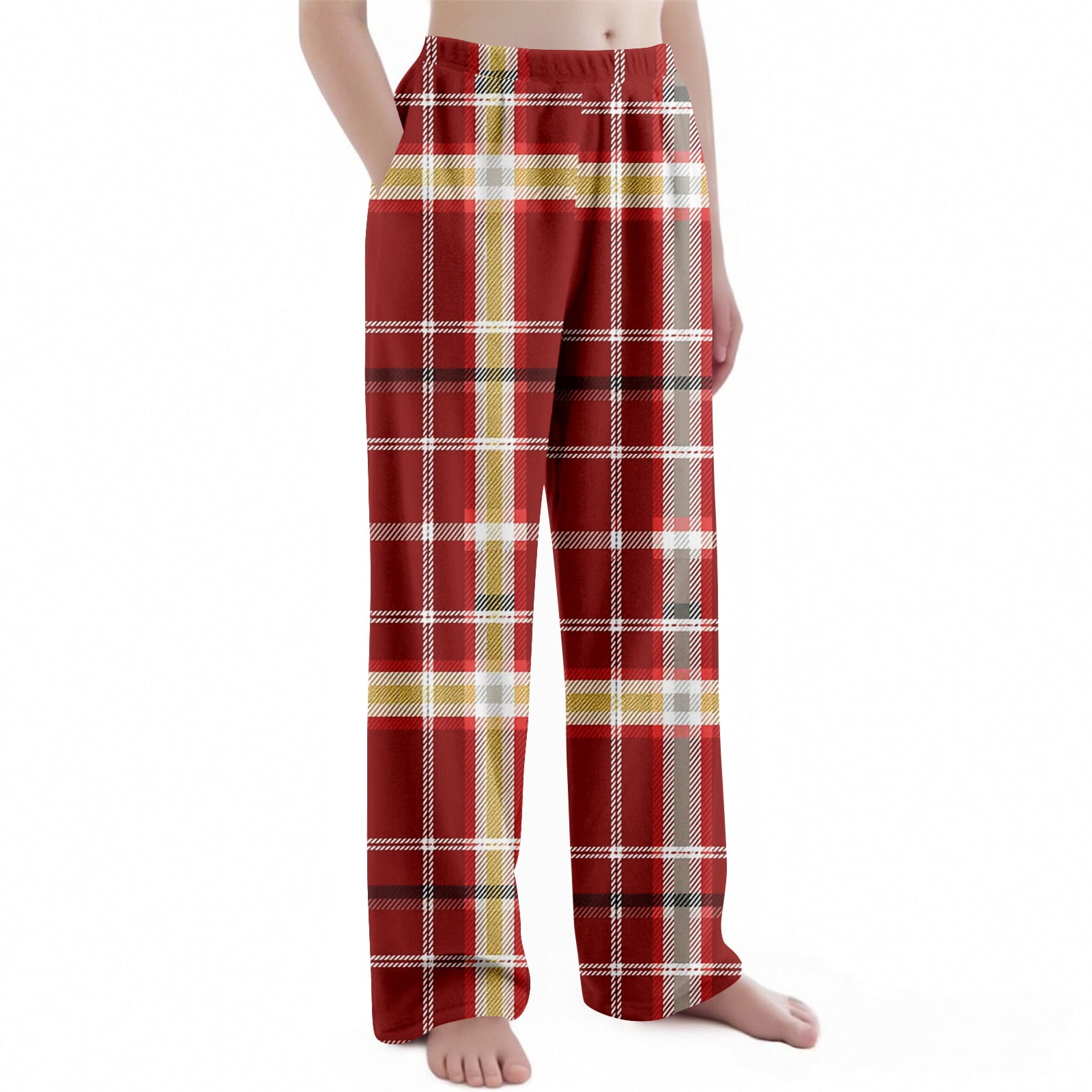Abcomgle Plaid Pajama Pants Kids Girls Fleece Flannel Kids Pajama Pants ...