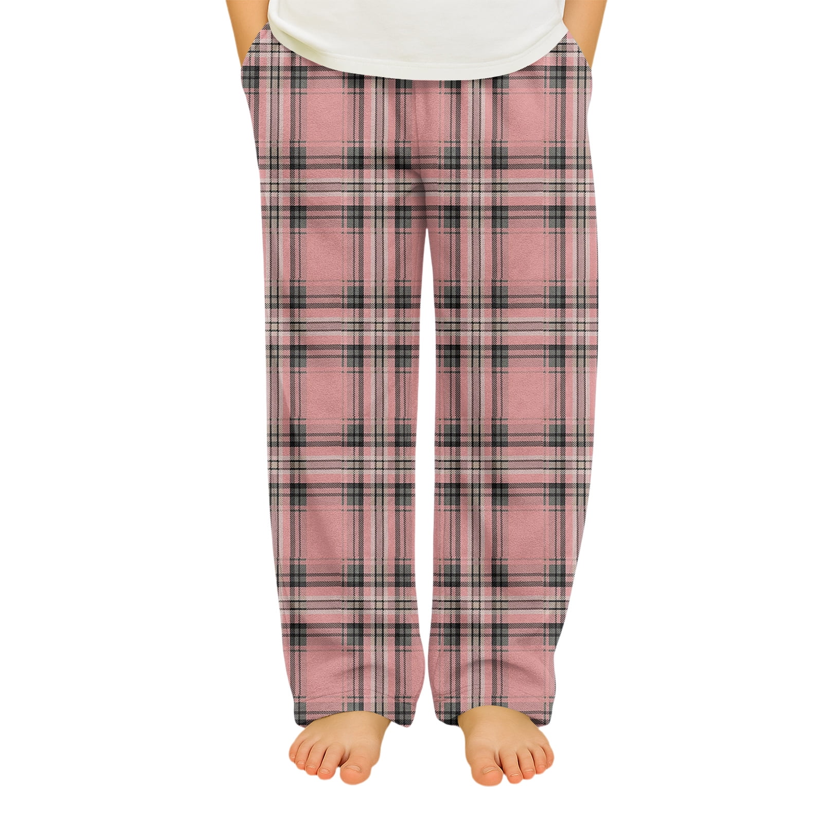 Abcomgle Plaid Pajama Pants Kids Girls Fleece Flannel Pajama Pants ...