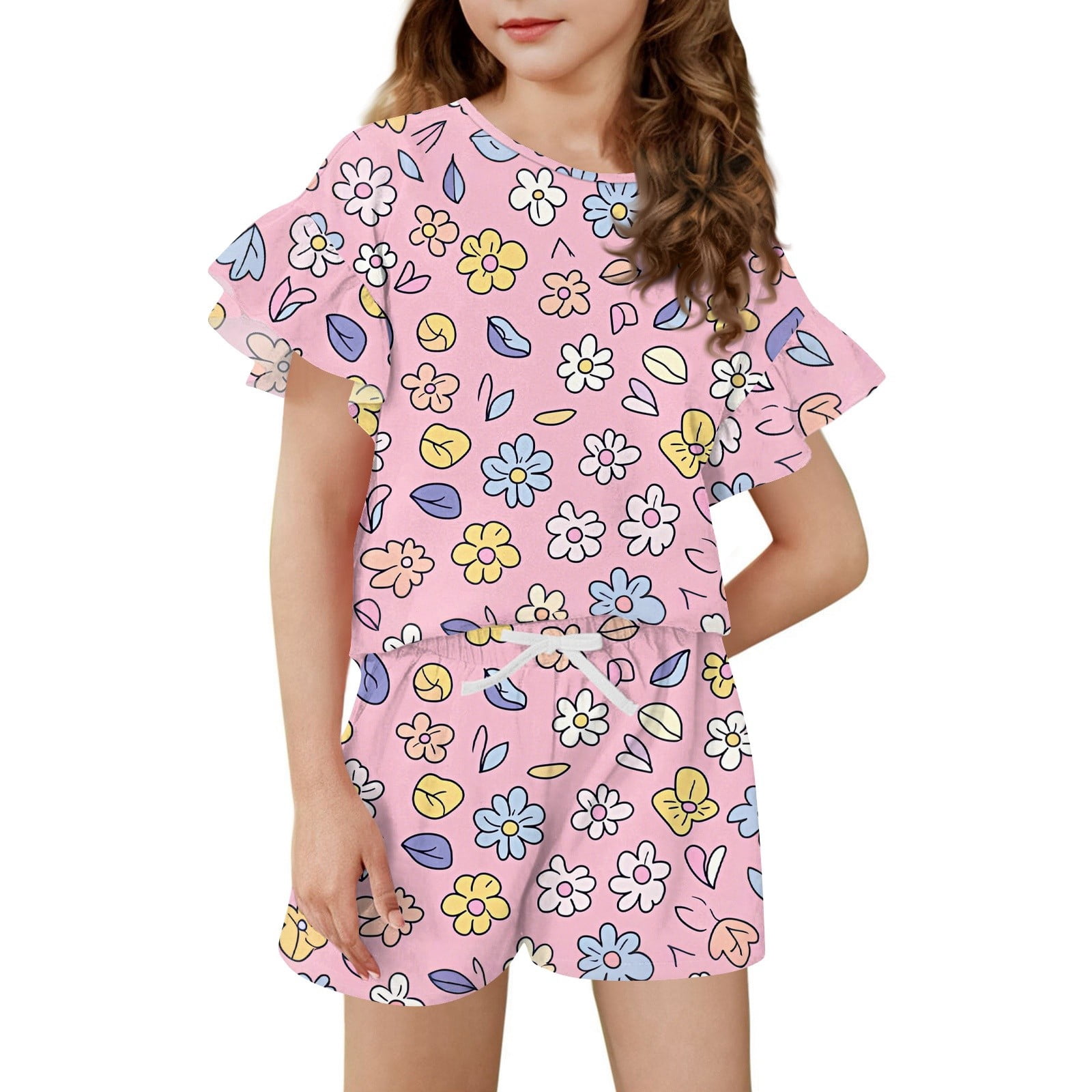 Abcomgle Short Sets for Girls 10-12 Girls 2 Piece Outfits Floral Print ...