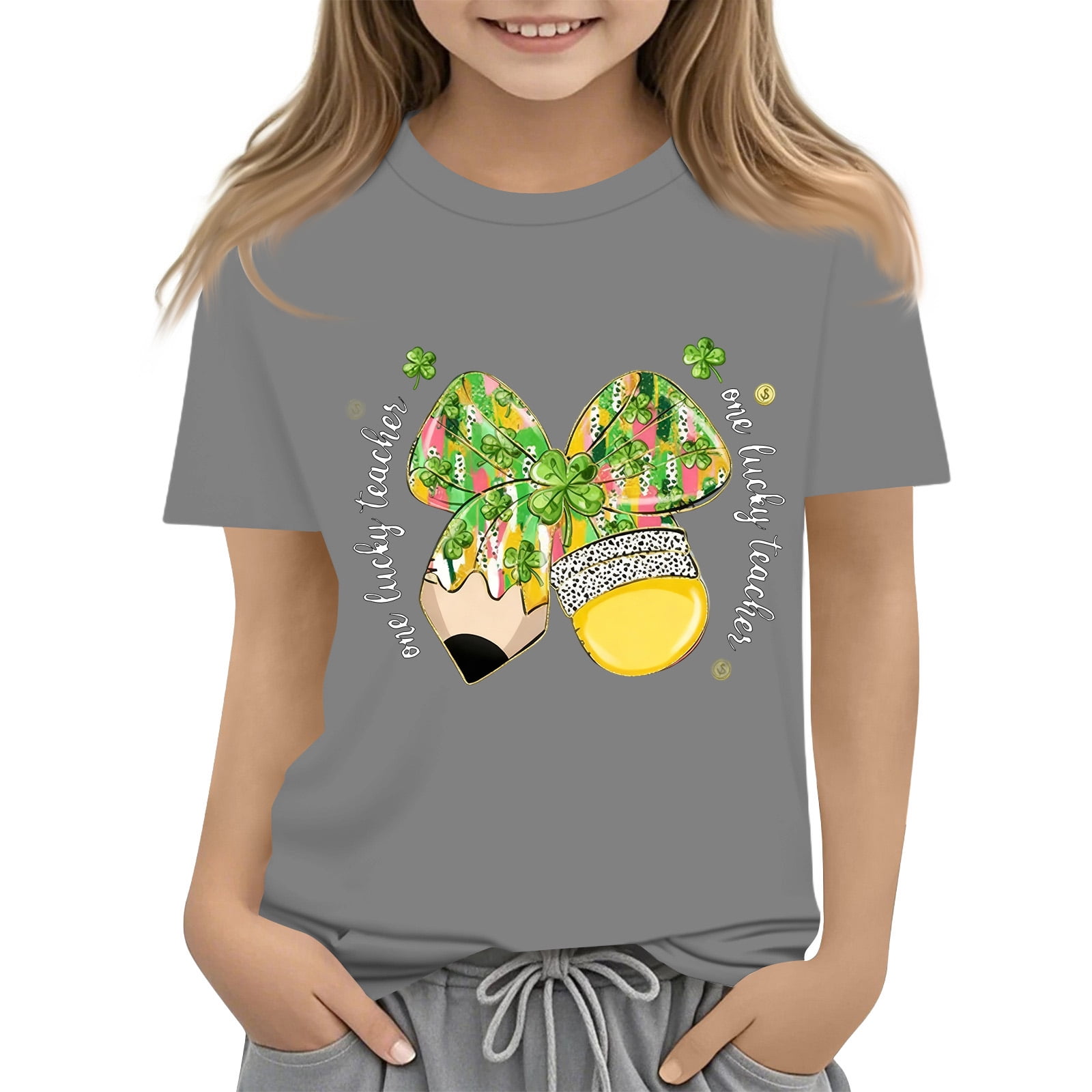 Abcomgle St. Patrick's Day Shirts for Girls 5t Lucky Shamrock Bow ...