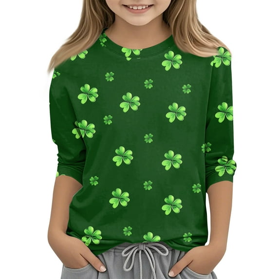 Abcomgle St Patrick's Day Shirts for Girls Size 14-16 Lucky Clover ...