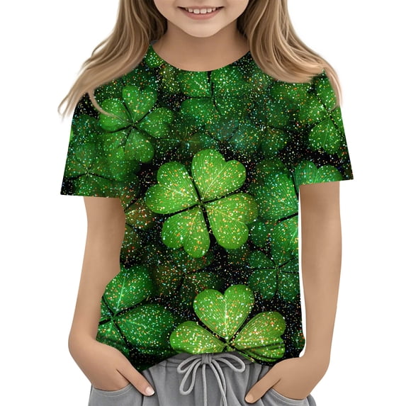 Abcomgle St. Patrick's Day Shirts for Girls Size 6-8 Lucky Glitter ...