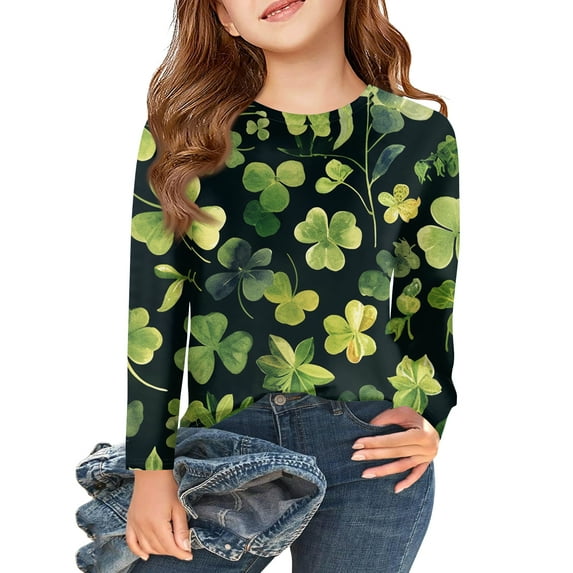 Abcomgle St. Patricks Day Shirts for Girls 5t Lucky Clover Shamrock Tee ...