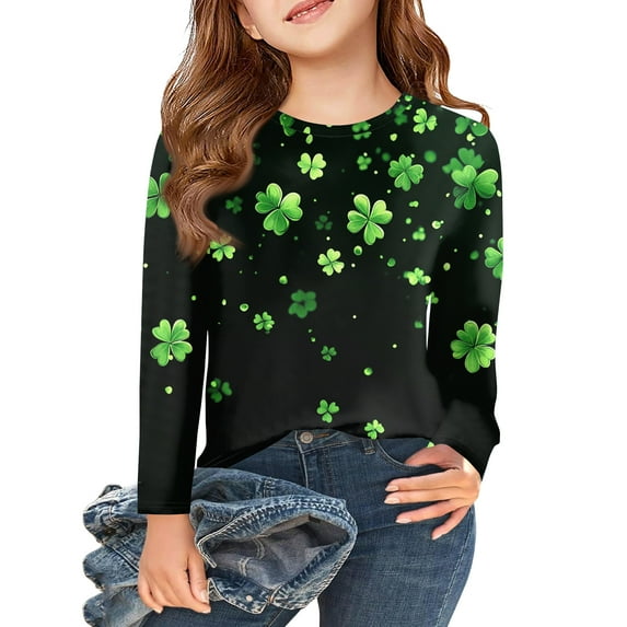Abcomgle St Patricks Day Shirts for Girls Size 10-12 Lucky Clover ...