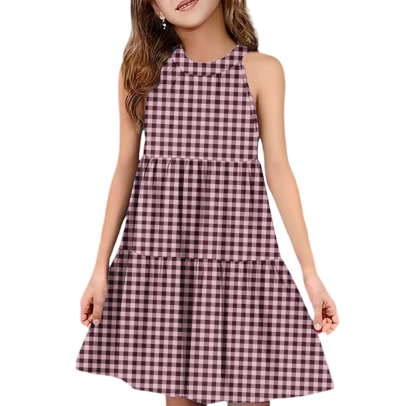 Abcomgle Summer Dress for Girls 10-12 Casual Halter Neck Sleeveless ...