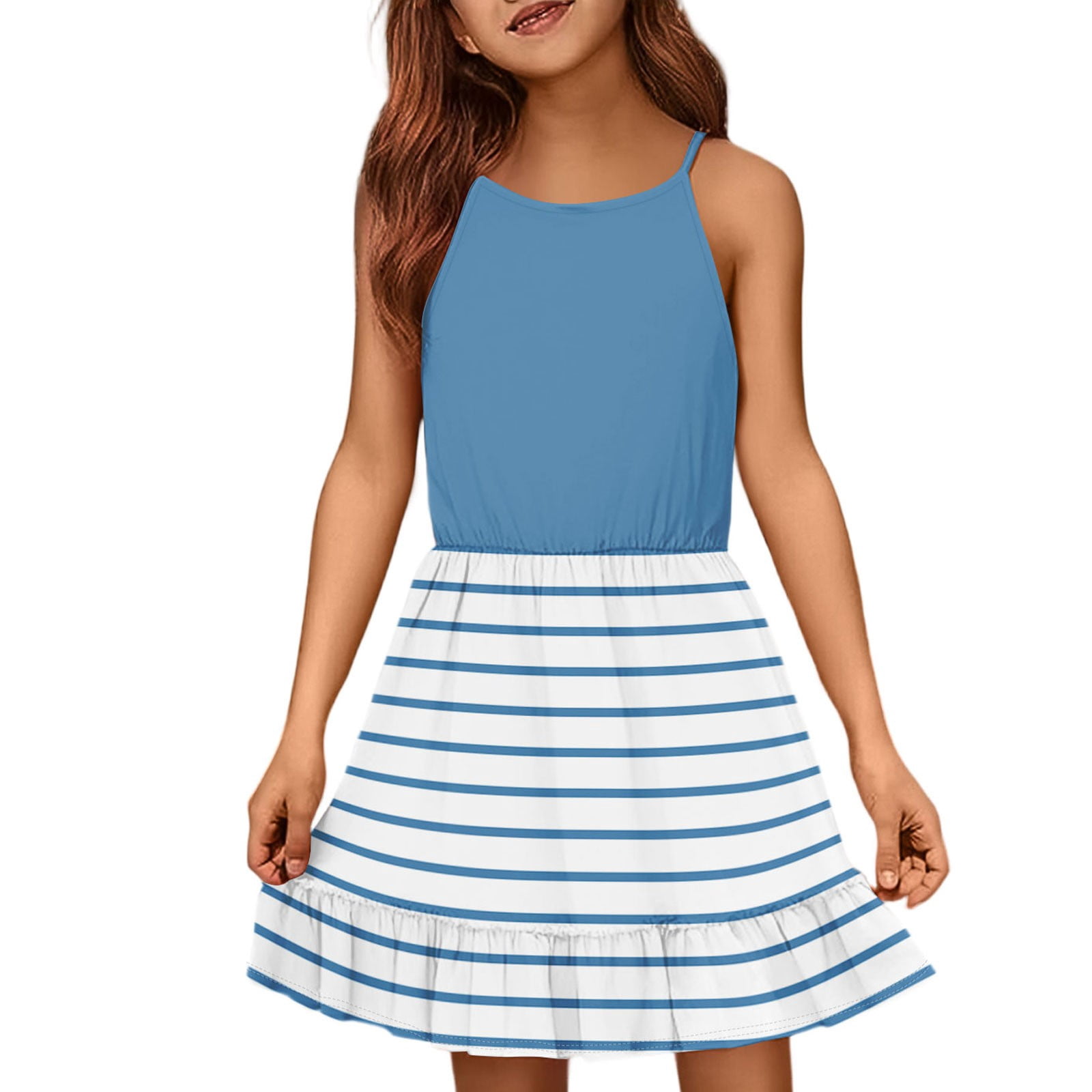 Abcomgle Summer Dress for Girls 10-12 Casual Spaghetti Strap Sleeveless ...