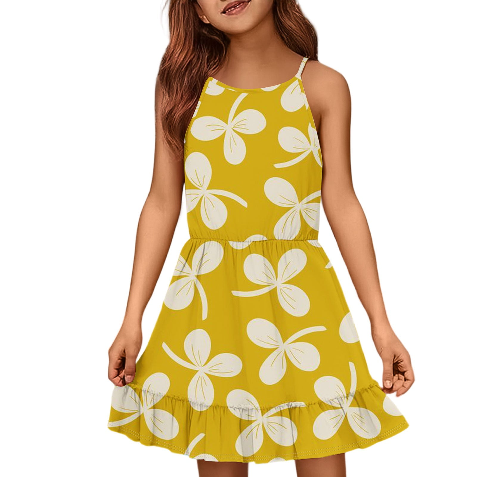 Abcomgle Summer Dress for Girls 10-12 Casual Spaghetti Strap Sleeveless ...