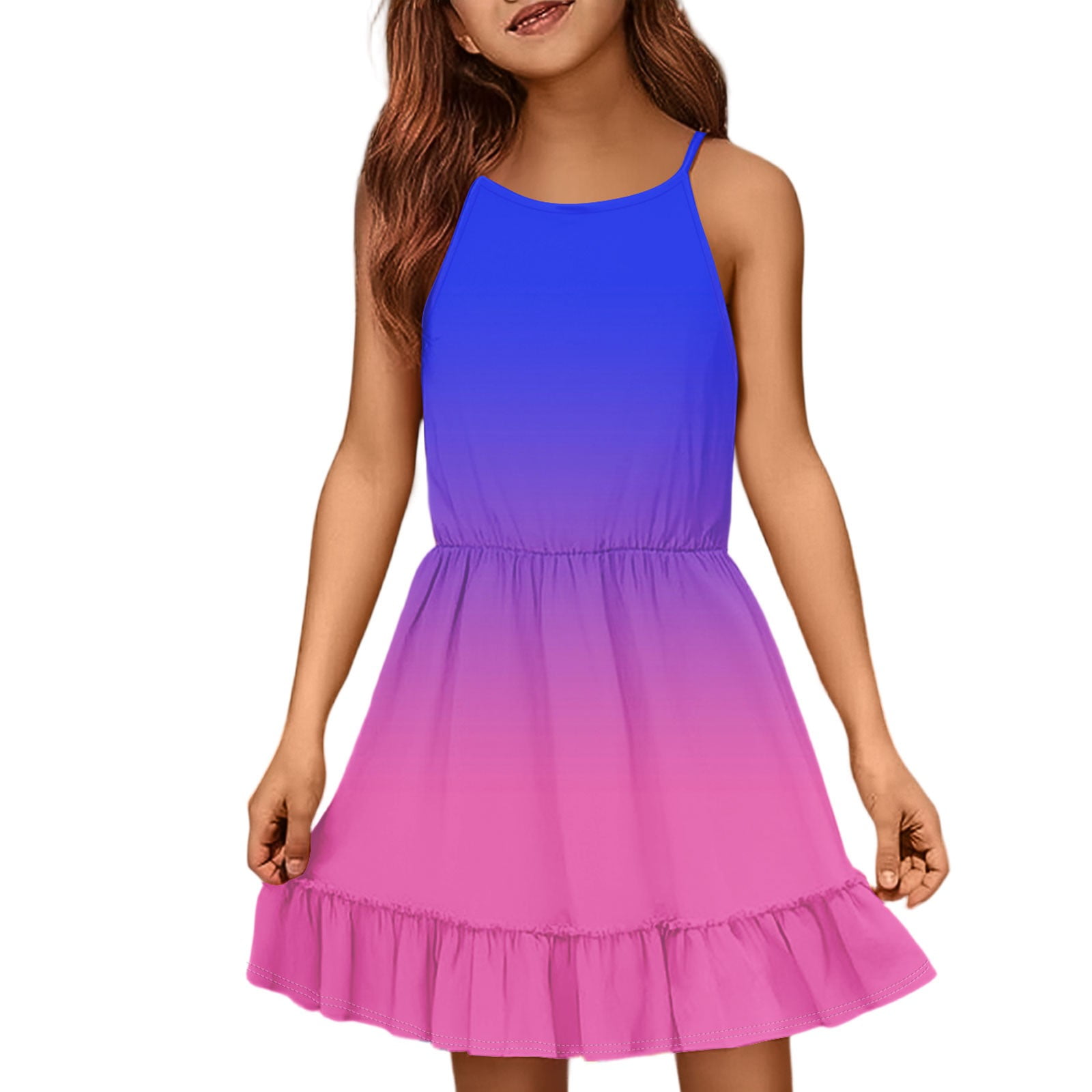 Abcomgle Summer Dress for Girls 10-12 Casual Spaghetti Strap Sleeveless ...