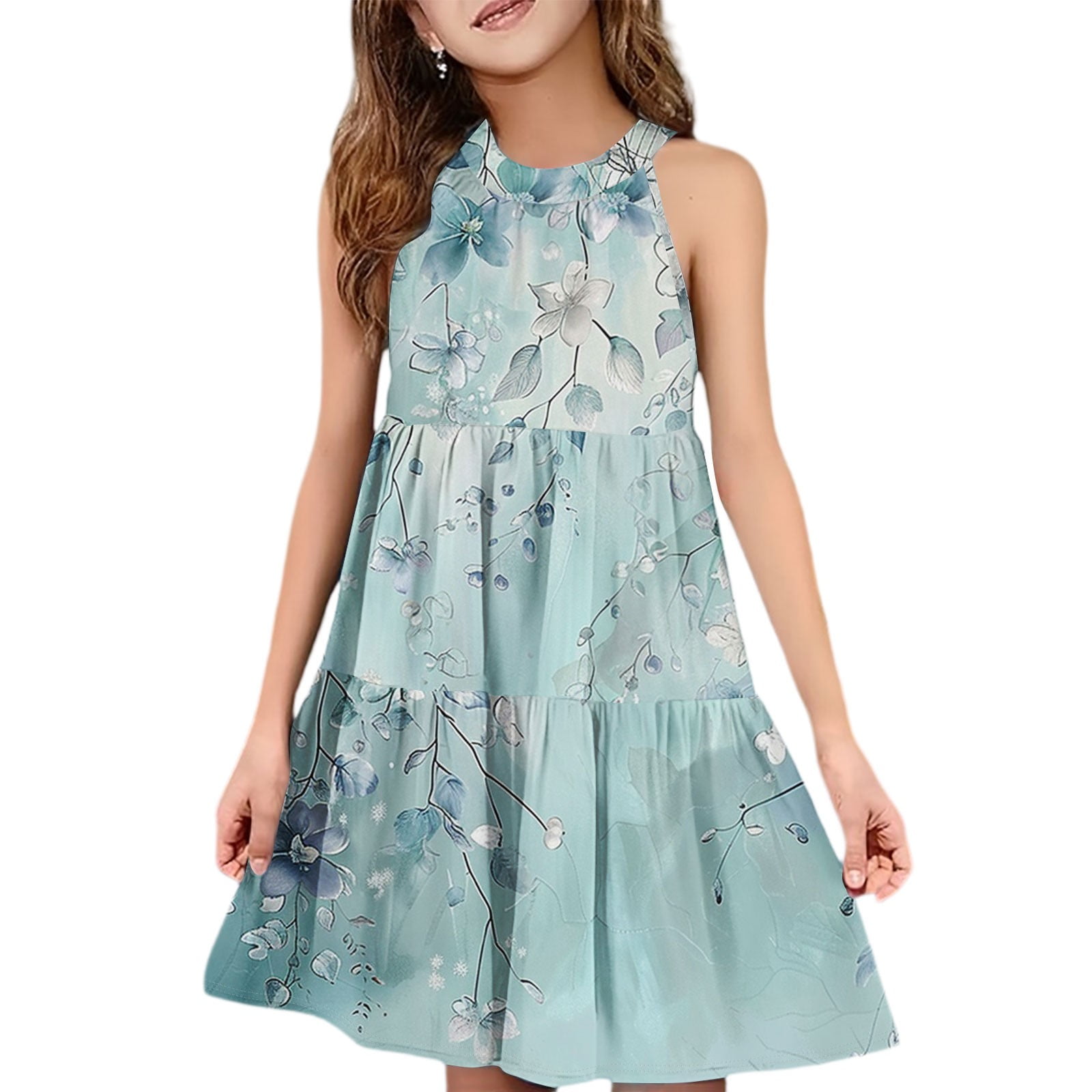 Abcomgle Summer Dress for Girls 14-16 Casual Halter Neck Sleeveless ...