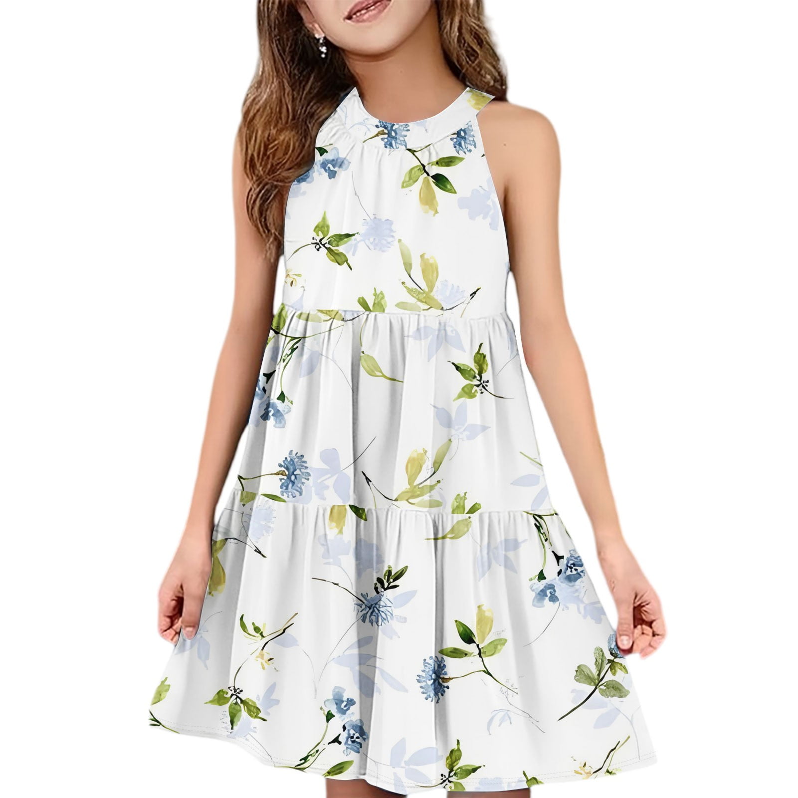 Abcomgle Summer Dress for Girls 14-16 Casual Halter Neck Sleeveless ...