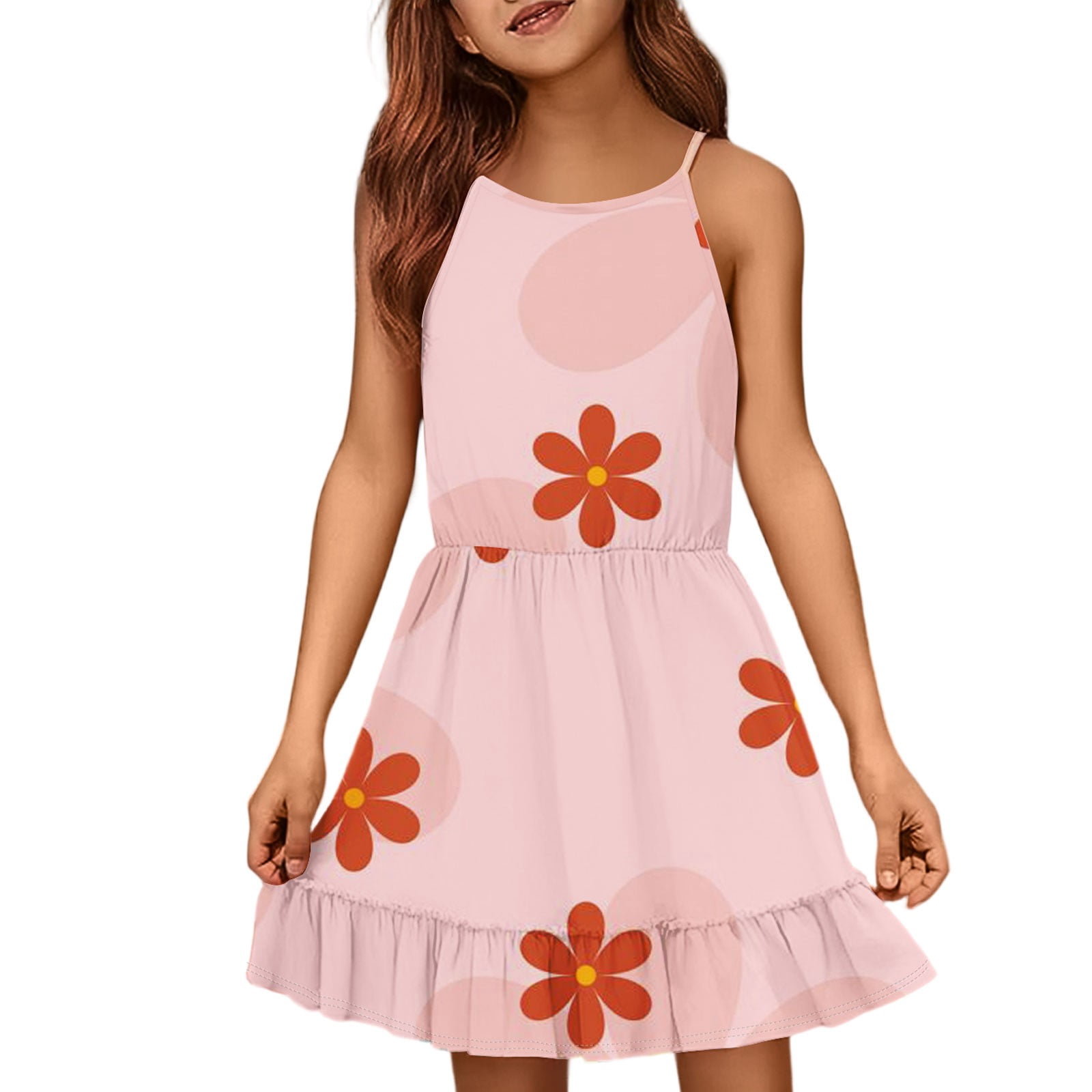 Abcomgle Summer Dress for Girls 14-16 Casual Spaghetti Strap Sleeveless ...