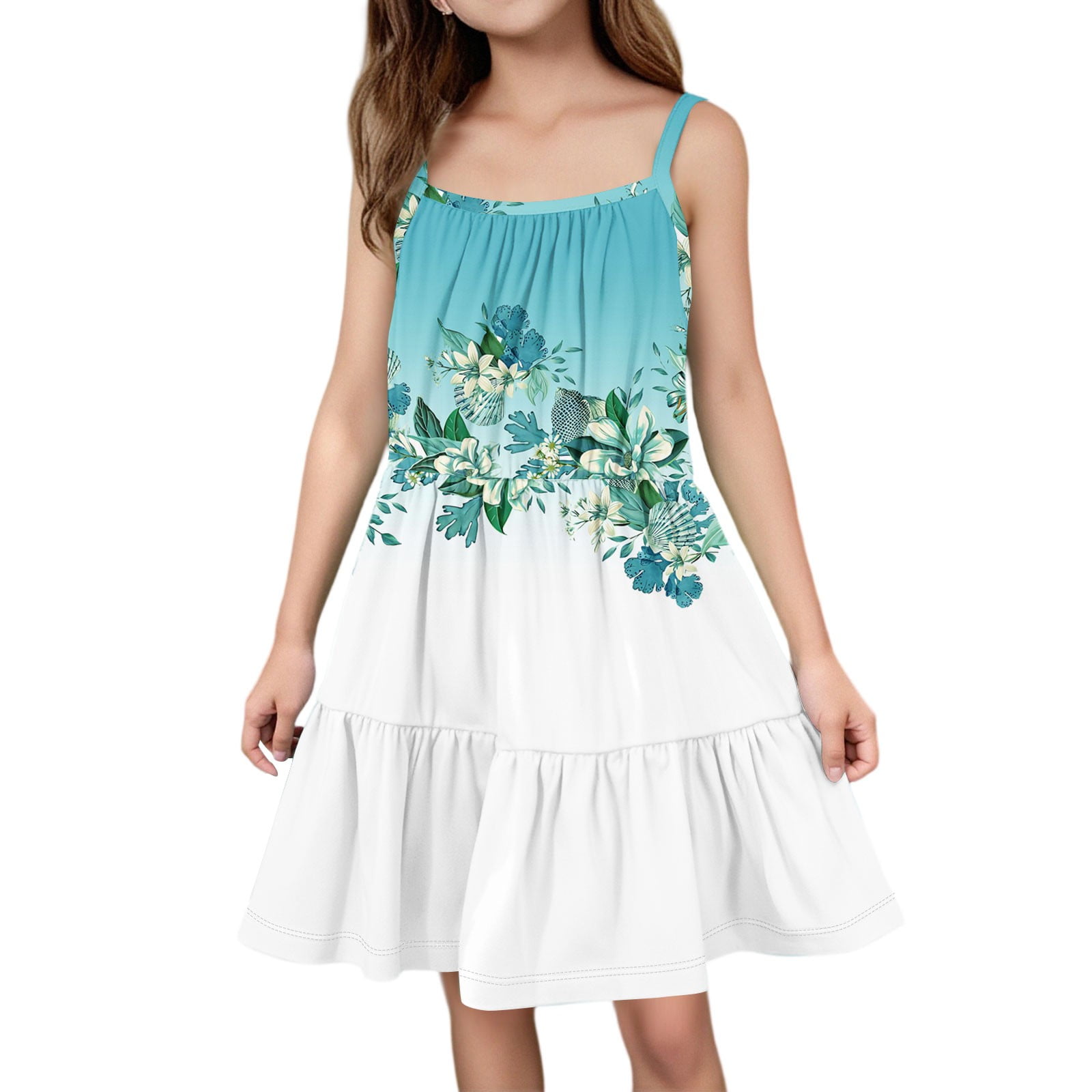 Abcomgle Summer Dress for Girls 14-16 Casual Spaghetti Strap Sleeveless ...