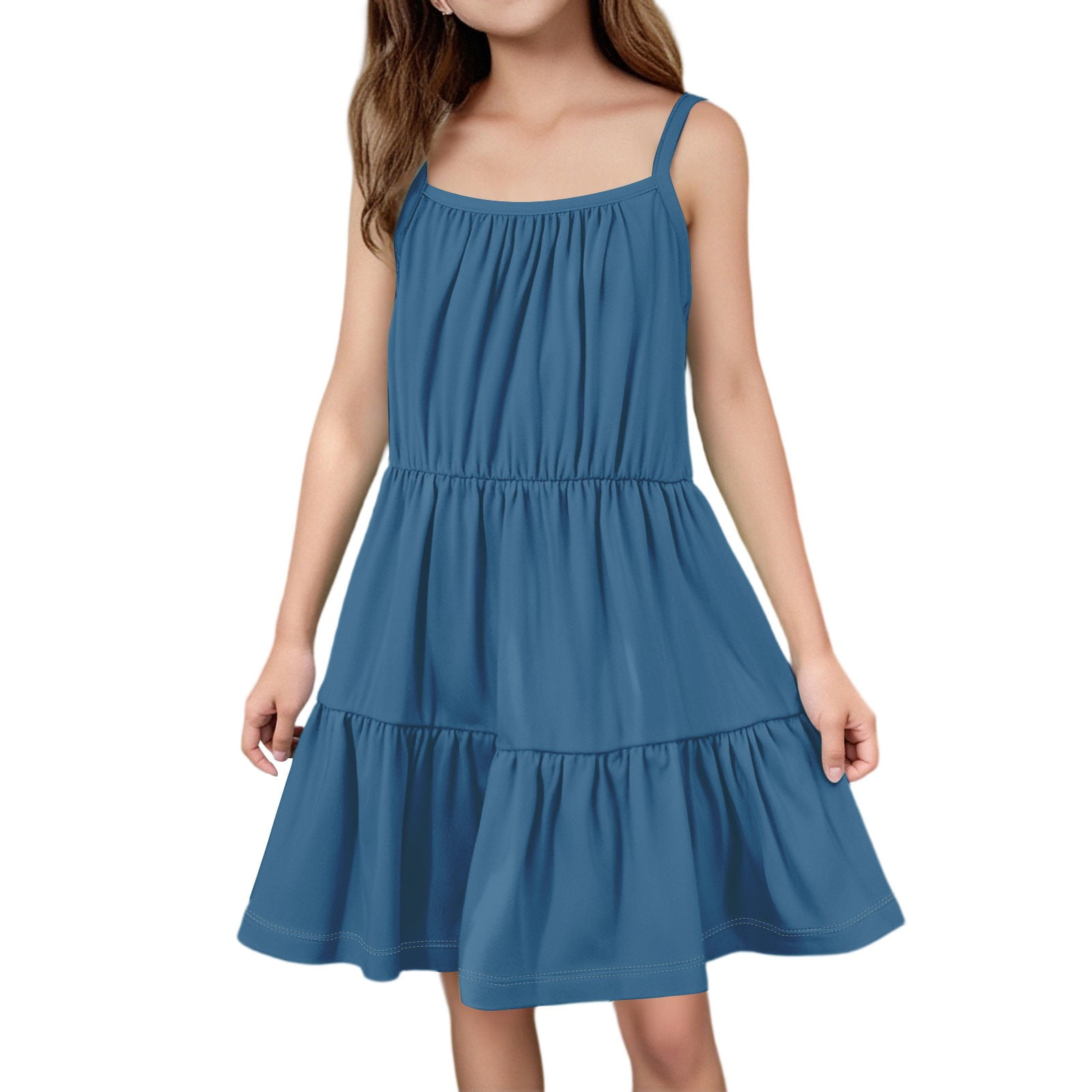 Abcomgle Summer Dress for Girls 14-16 Casual Spaghetti Strap Sleeveless ...