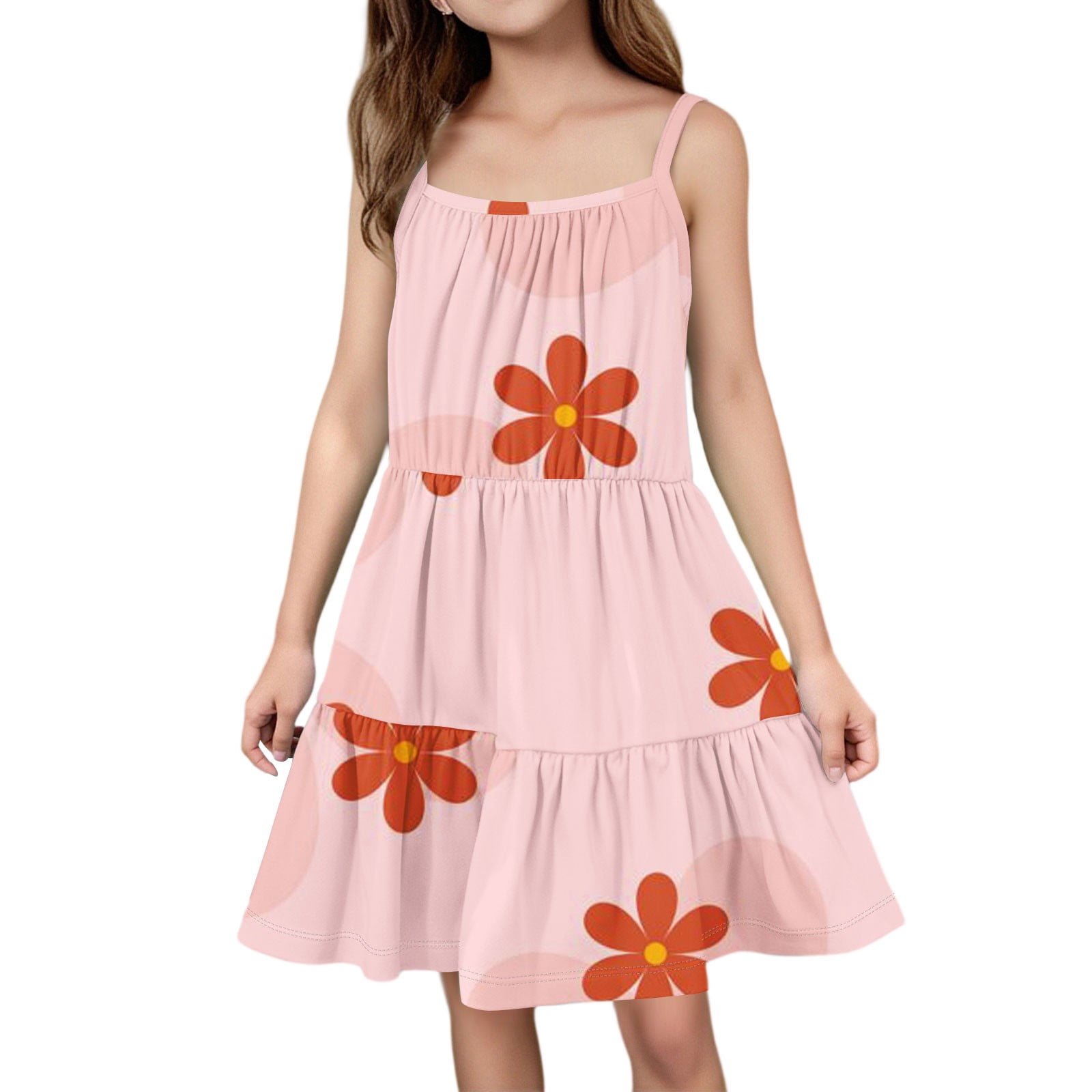 Abcomgle Summer Dress for Girls 7-8 Casual Spaghetti Strap Sleeveless ...
