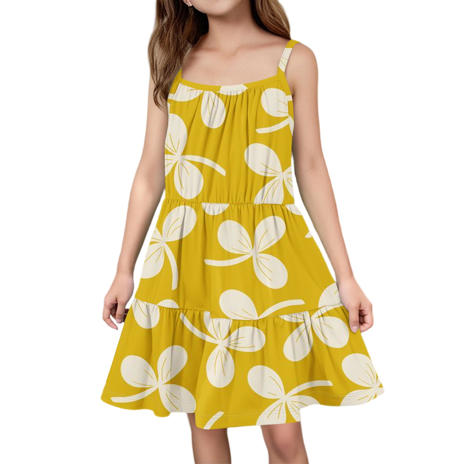 Abcomgle Summer Dress for Girls 7-8 Casual Spaghetti Strap Sleeveless ...