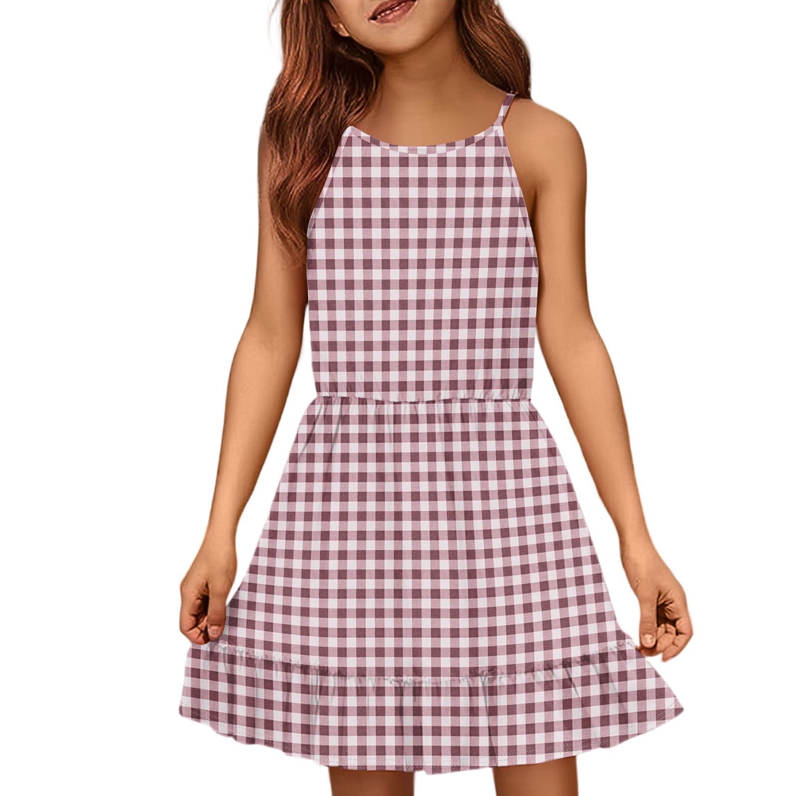 Abcomgle Summer Dress for Girls 7-8 Casual Spaghetti Strap Sleeveless ...