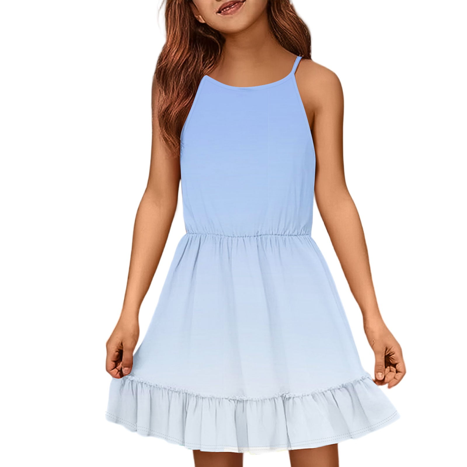 Abcomgle Summer Dress for Girls 7-8 Casual Spaghetti Strap Sleeveless ...