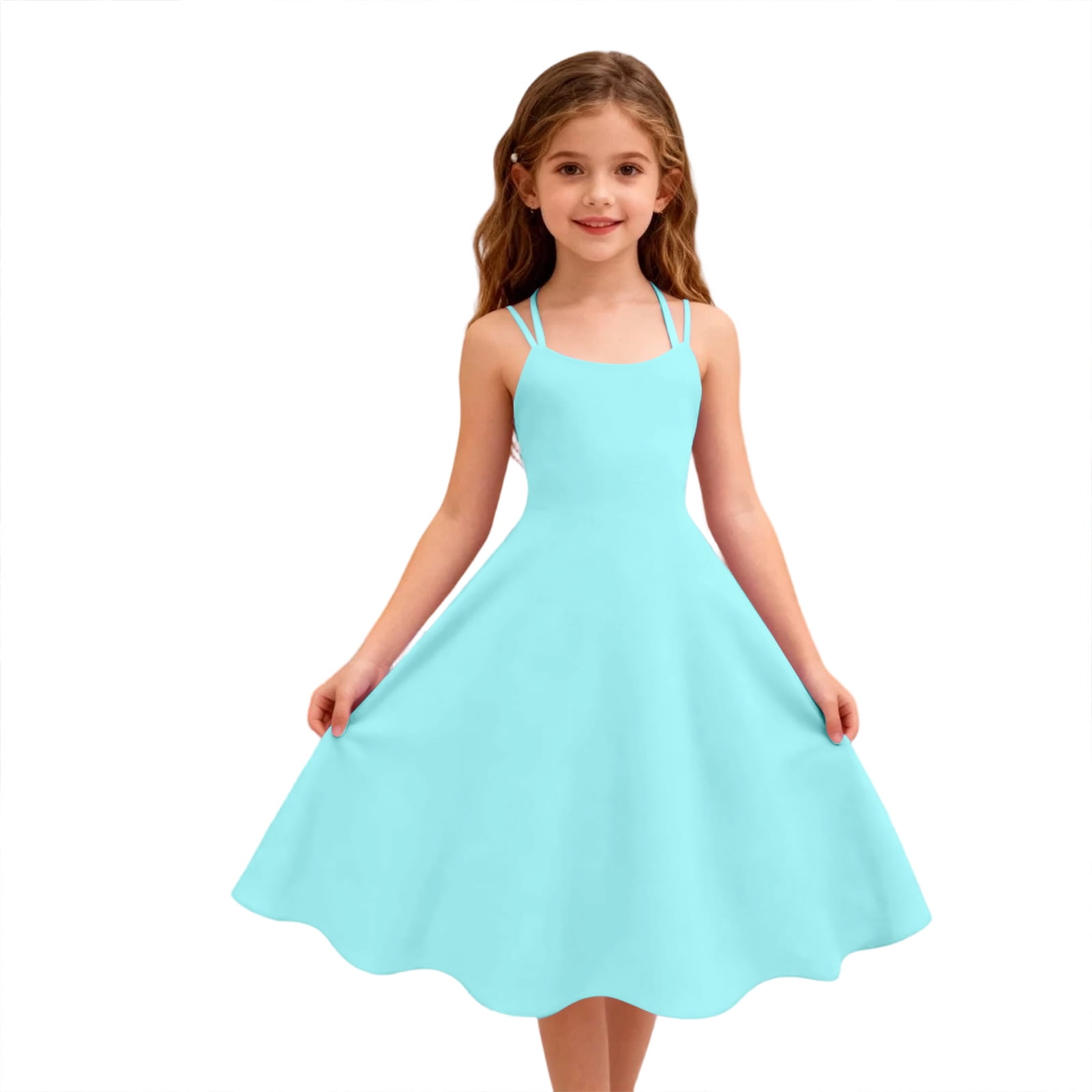 Abcomgle Summer Dress for Girls Casual A-Line Sleeveless Midi Dress ...