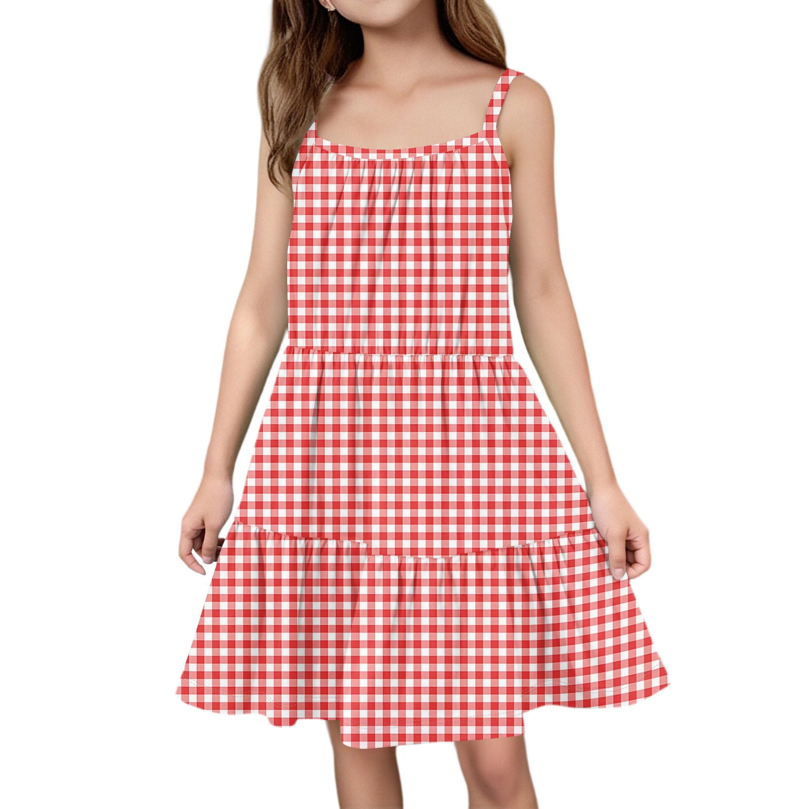 Abcomgle Summer Dress for Girls Casual Spaghetti Strap Sleeveless Girls ...